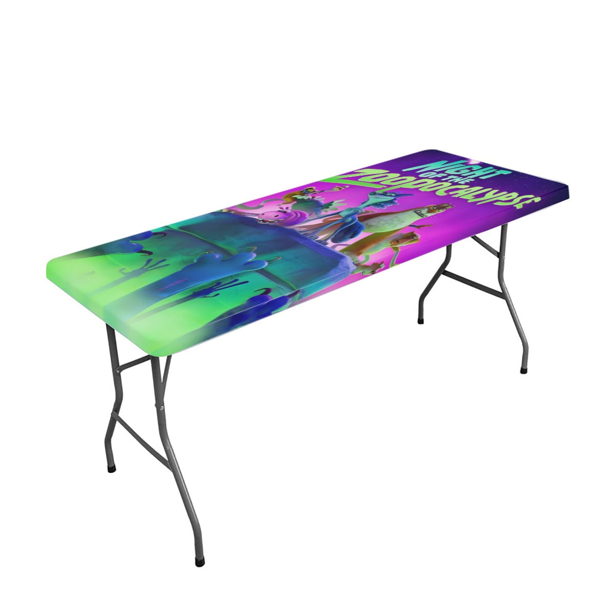 Night of the Zoopocalypse folding table cover is portable, durable ...
