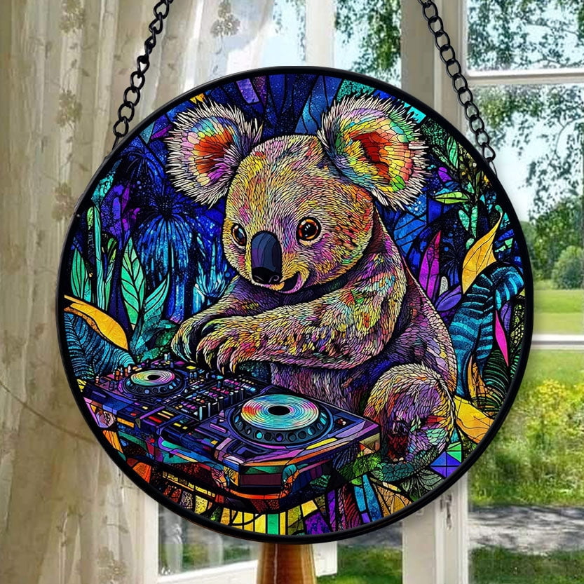 Nightclub Koala Dj Suncatcher Stained Glass Window Hangings Sun ...
