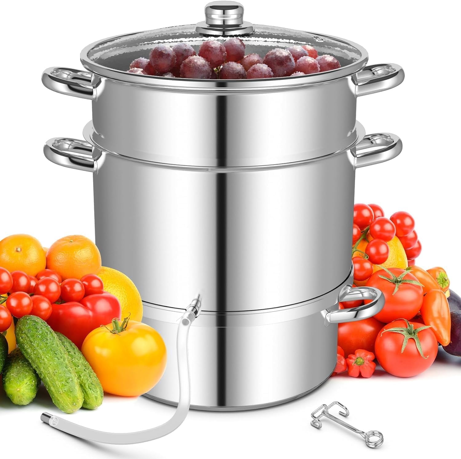 Nightcore 11 Quart Steam Juicer, Fruit Vegetables Steamer Cookware with ...