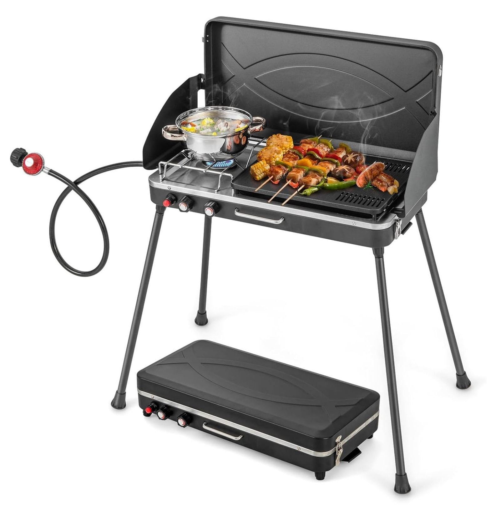 Nightcore 2-Burner Propane , Portable Camp Grill with Detachable Legs ...