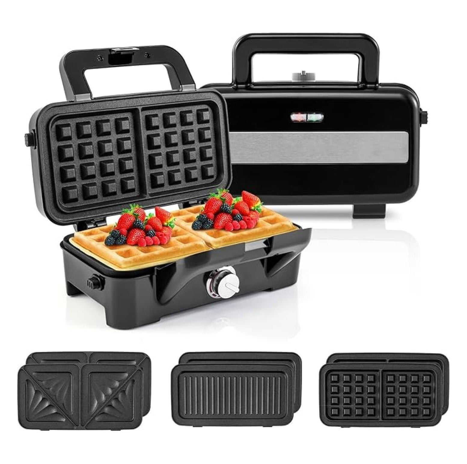 Nightcore 3 in 1 Waffle Maker, Electric Panini Press Grill w/Removable ...
