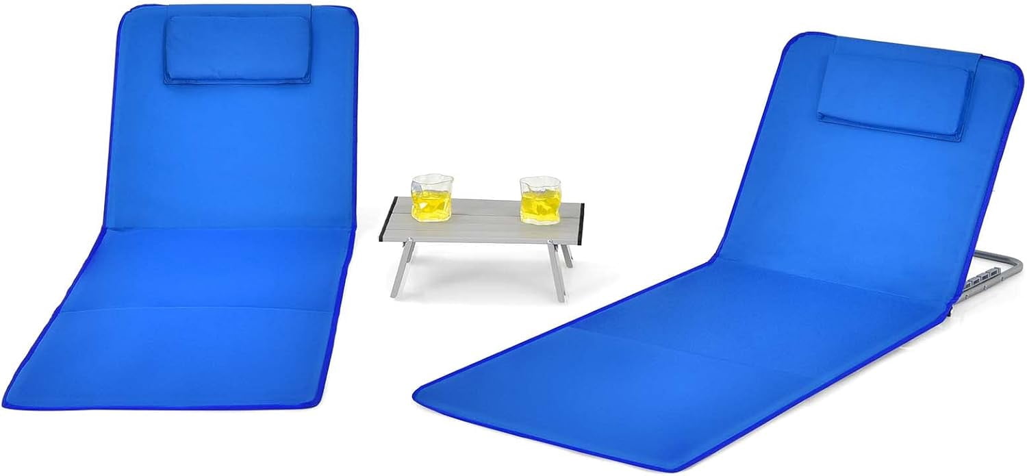 Nightcore 3-Piece Beach Chairs Set for Adults, Adjustable Lawn Chair ...