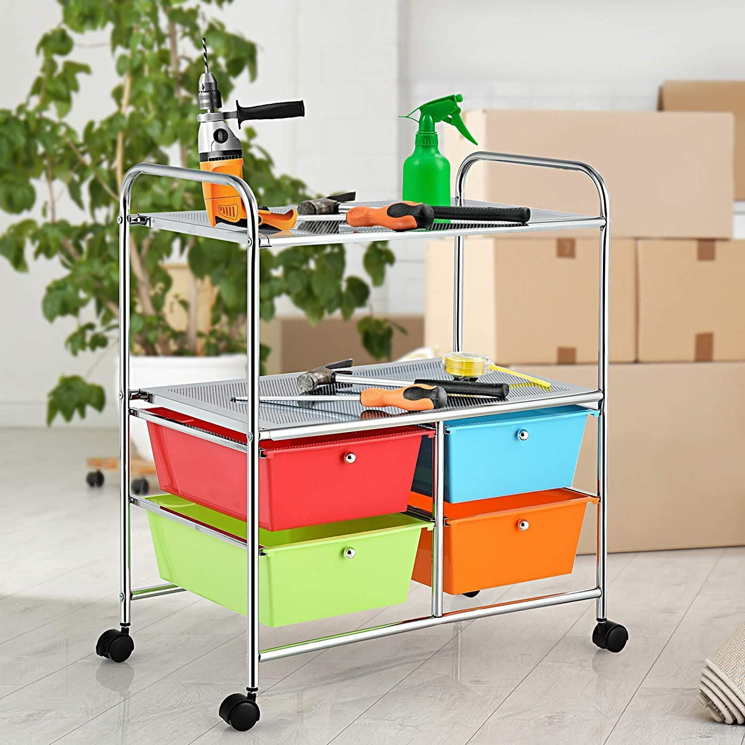 Nightcore 3 Tier Storage Cart,Rolling Storage Cart W/4 Drawers 2 ...