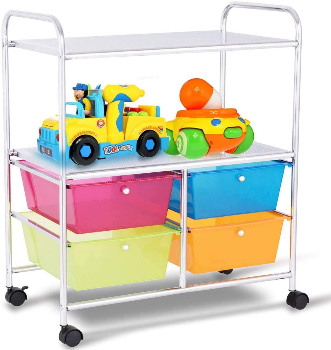 Nightcore 3 Tier Storage Cart, Rolling Storage Cart W/4 Drawers 2 ...