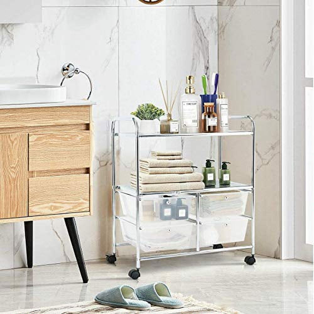 Nightcore 3 Tier Storage Cart, Rolling Storage Cart W/4 Drawers 2 ...
