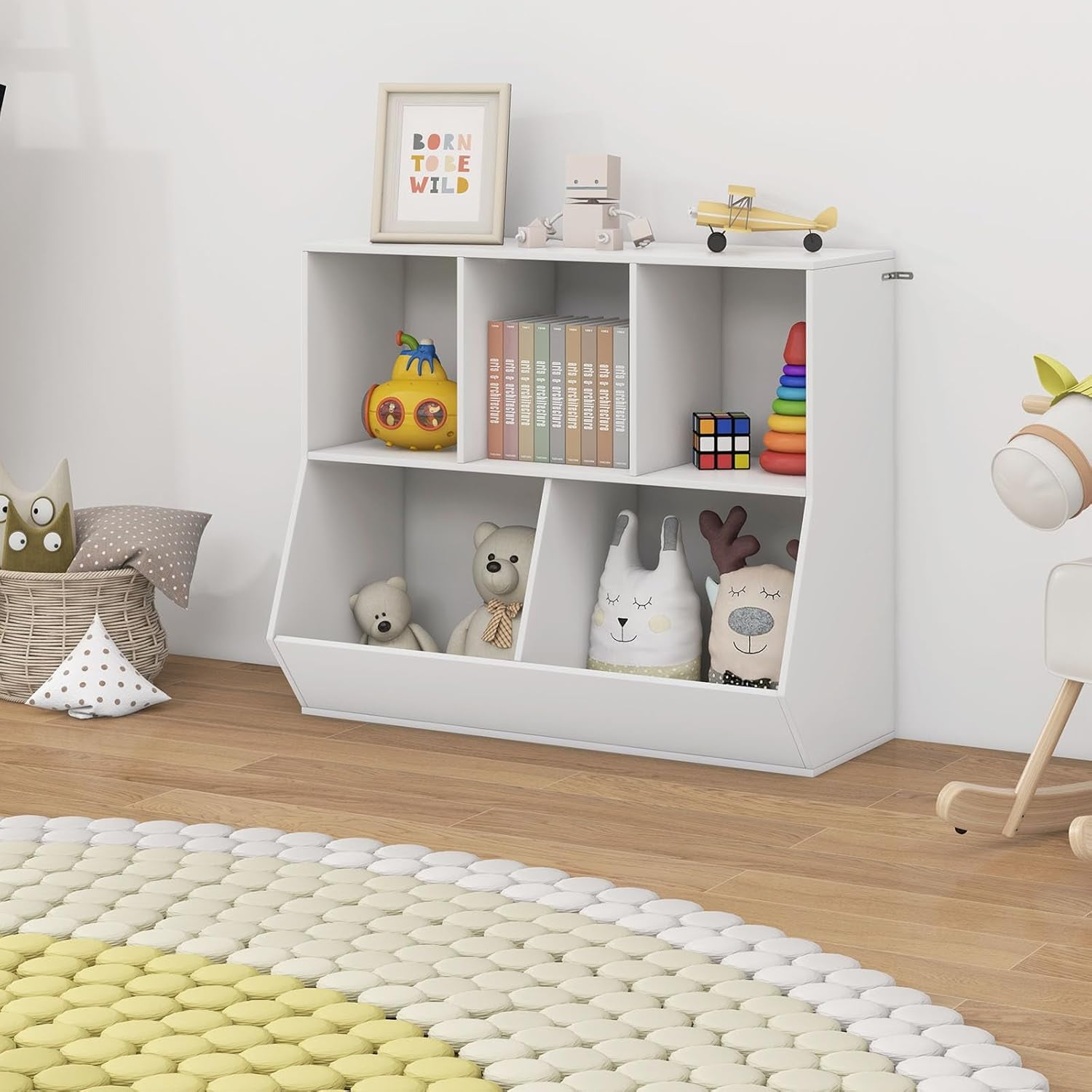 Nightcore 5-Cubby Toy Storage Cabinet, Toy Storage Organizer with Anti ...