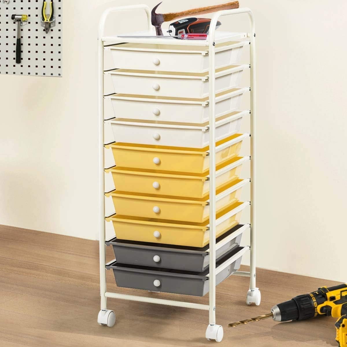 Nightcore Rolling Storage Cart w/ 10 Drawers, Multipurpose Craft ...