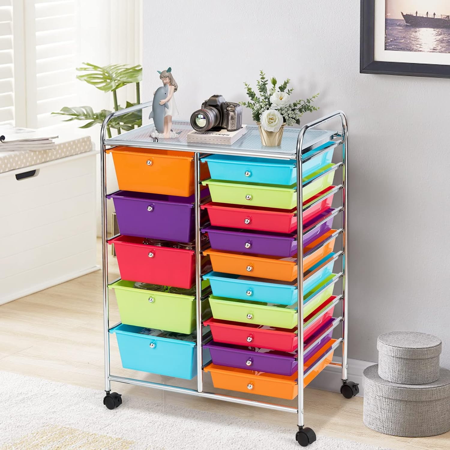 Nightcore Rolling Storage Cart w/ 15 Drawers, Multipurpose Craft ...