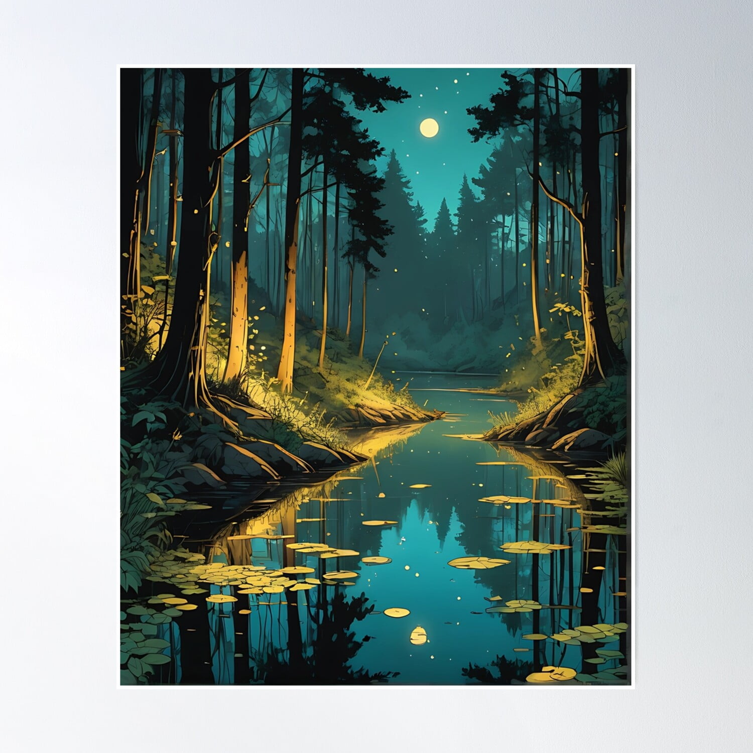 Nightfall Magic In The Enchanted Woods Poster Wall Art, Modern Wall Decor, 12x18 UNFRAMED ...