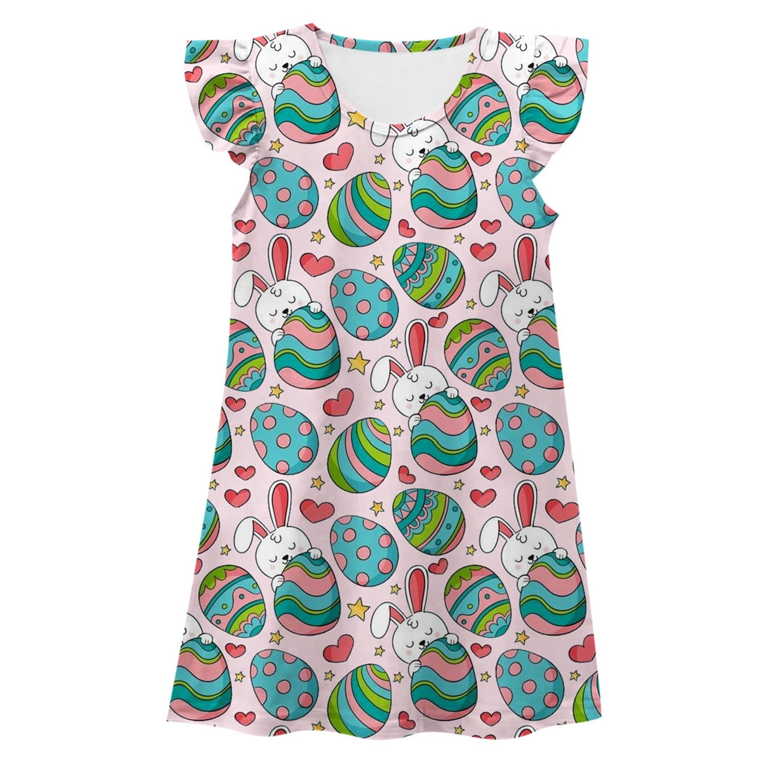 Nightgown Easter Toddler Girl Flutter Sleeve Cartoon Bunny Casual ...