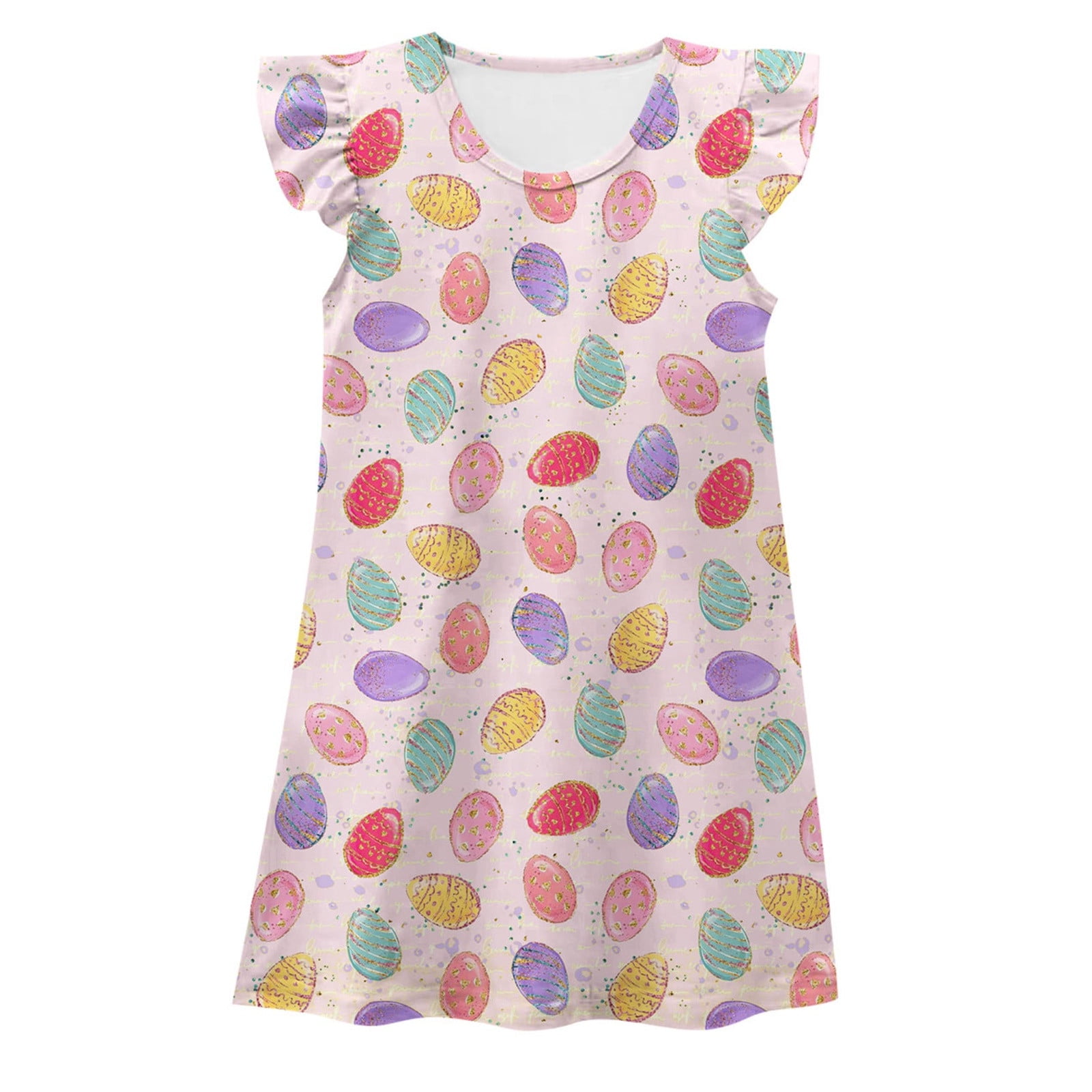 Nightgown Easter Toddler Girl Flutter Sleeve Casual Cartoon Bunny ...