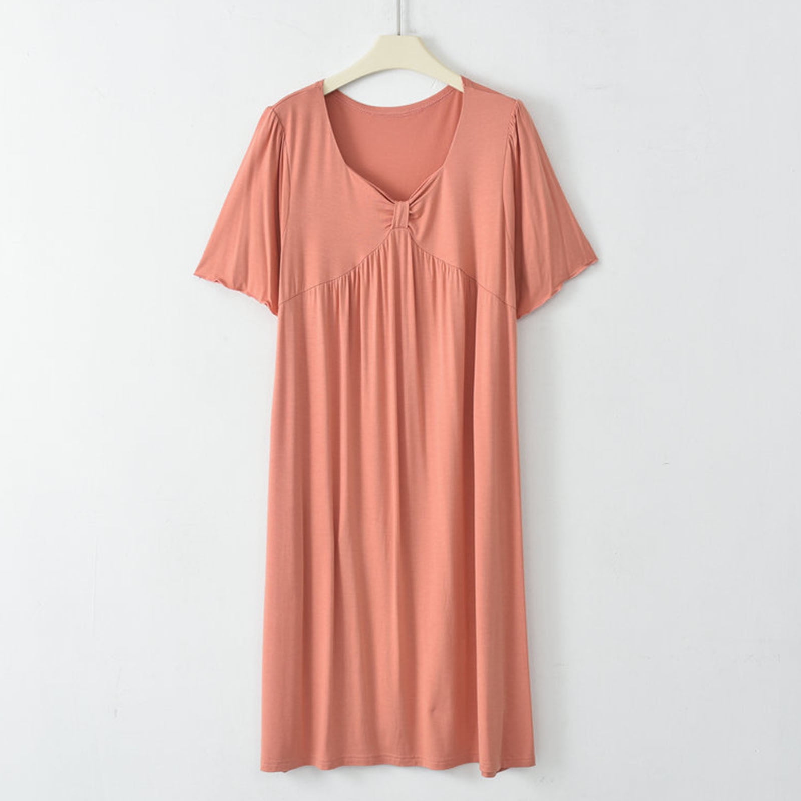 Nightgowns For Women Long Lightweight Short Sleeves House Dress ...
