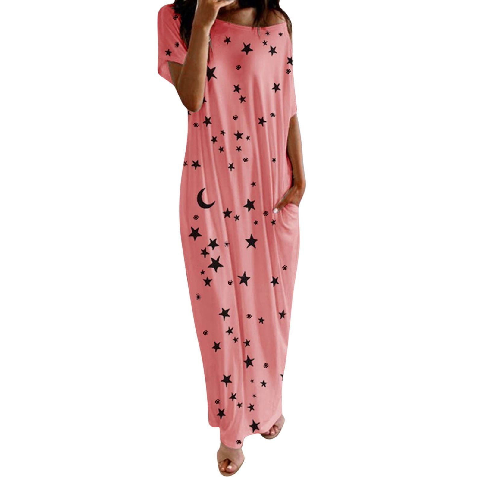 Nightgowns for Women Inckuding the Women Casual Short Sleeve Star Moon ...