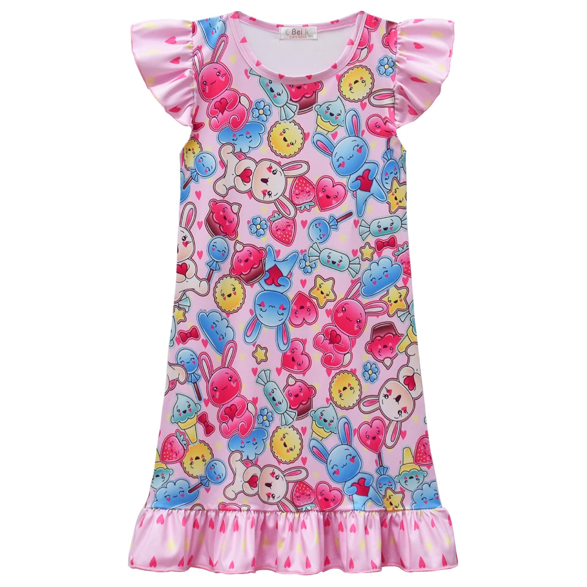 Nightgowns for Girls Kids Rabbit Princess Pajamas Dress Sleepwear Night ...