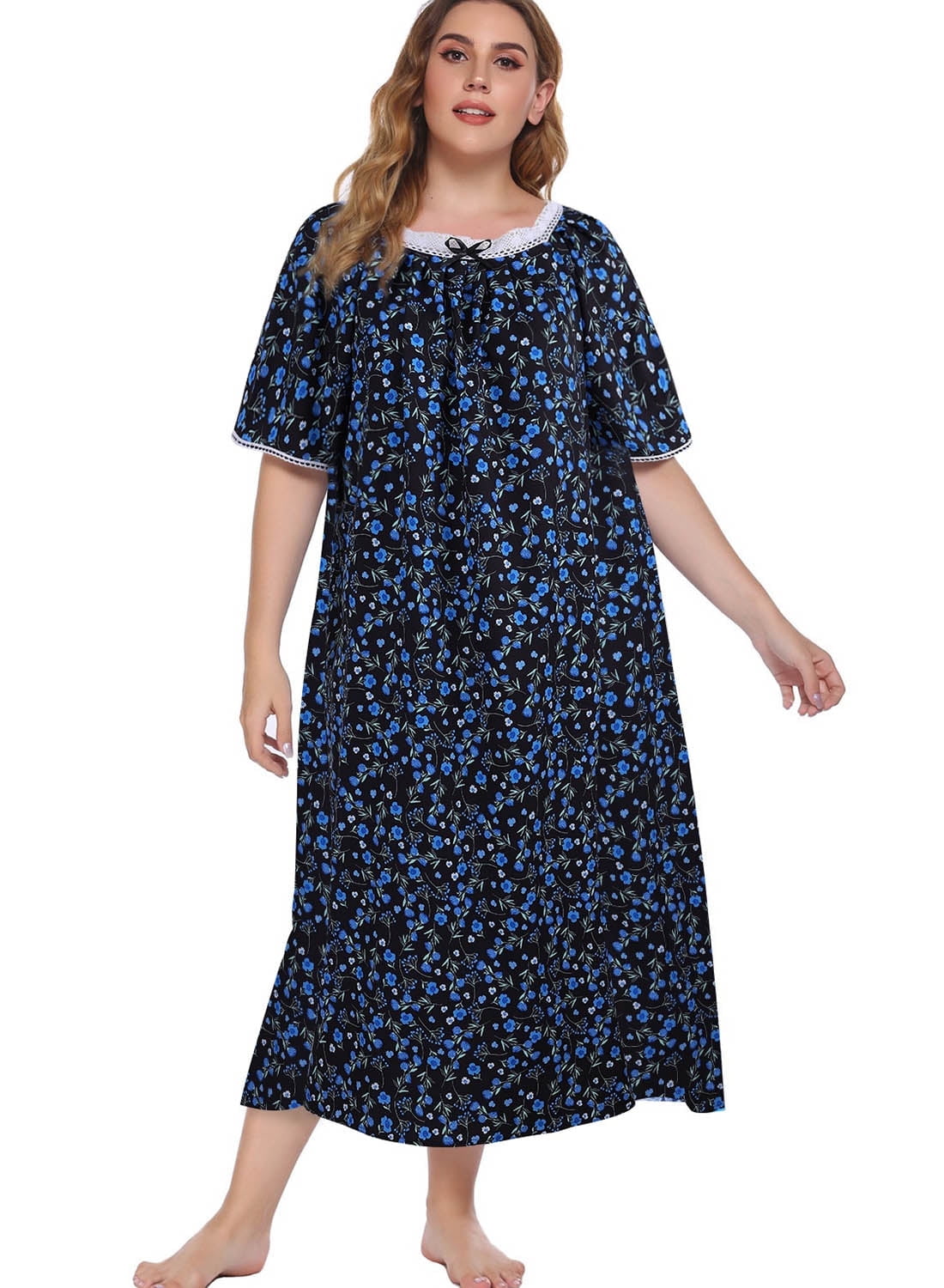 Nightgowns for Women Plus Size Short Sleeve Night Gowns Ladies Summer ...