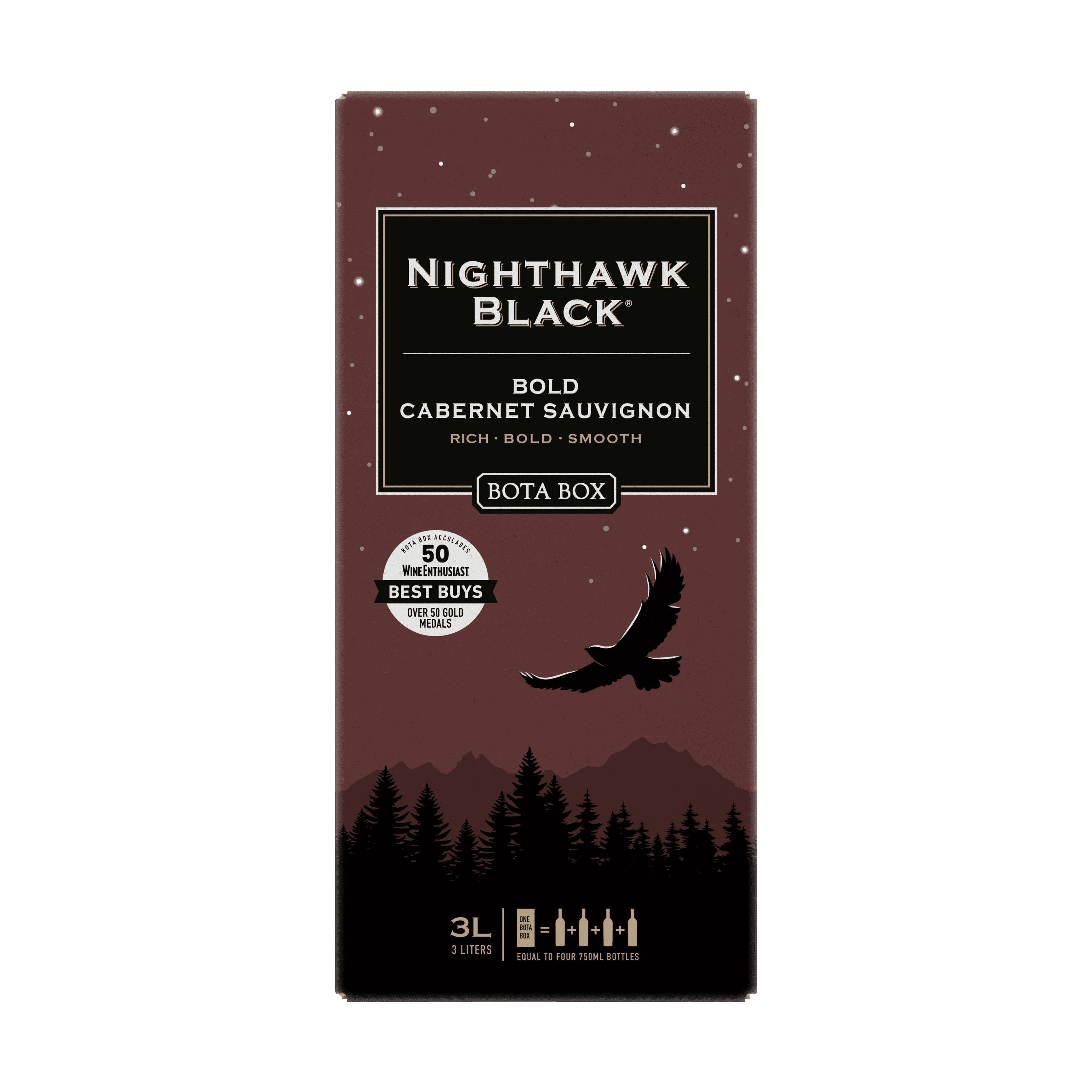 Nighthawk by Bota Box Bold Cabernet Sauvignon Red Wine, 3L (4 x 750ml ...