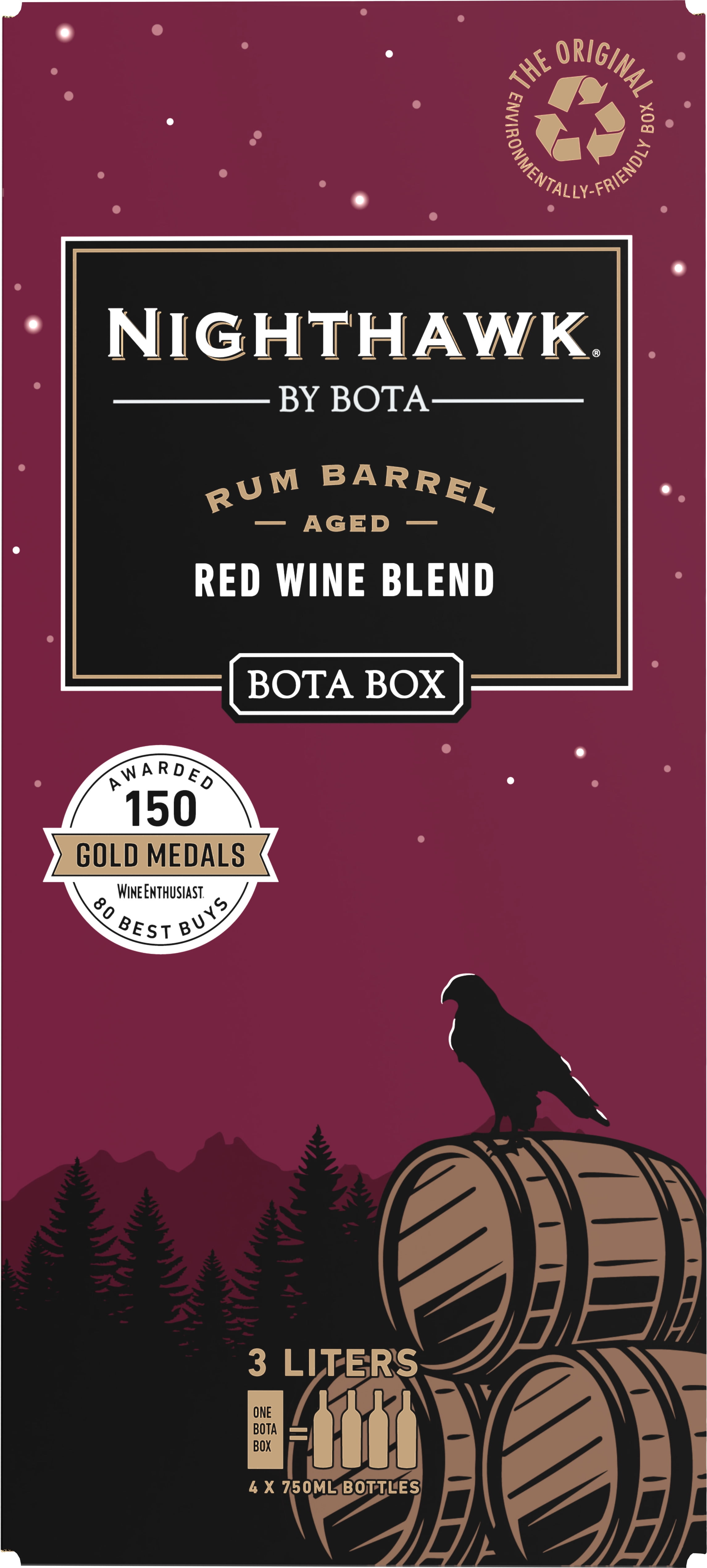 Nighthawk by Bota Box Rum Barrel Aged Red Wine Blend, California, 3L (4 ...