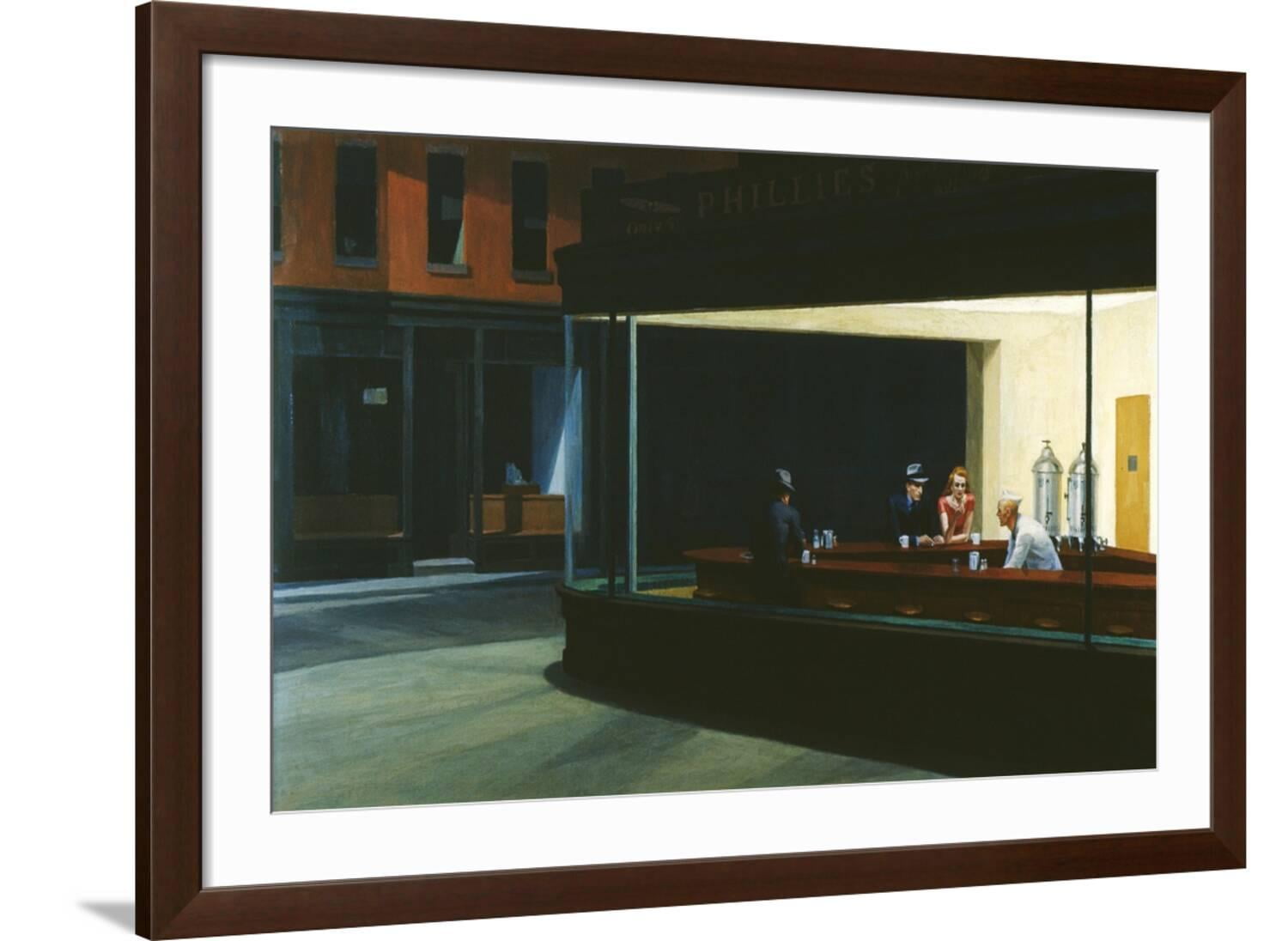 Art.com Nighthawks Giclee Print by Edward Hopper, Brown Frame Wall Art ...