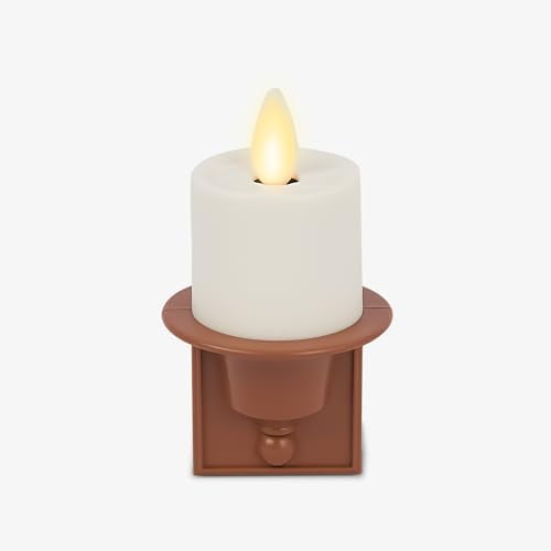 Nightlight Flameless Candle, Baked Clay, Electrical Outlet Plugs w/Dusk ...