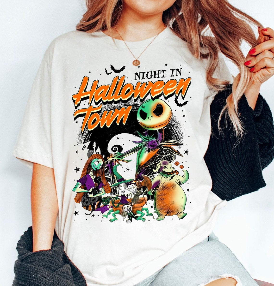 Nightmare Before Christmas Characters Night In Halloween Town Shirt ...