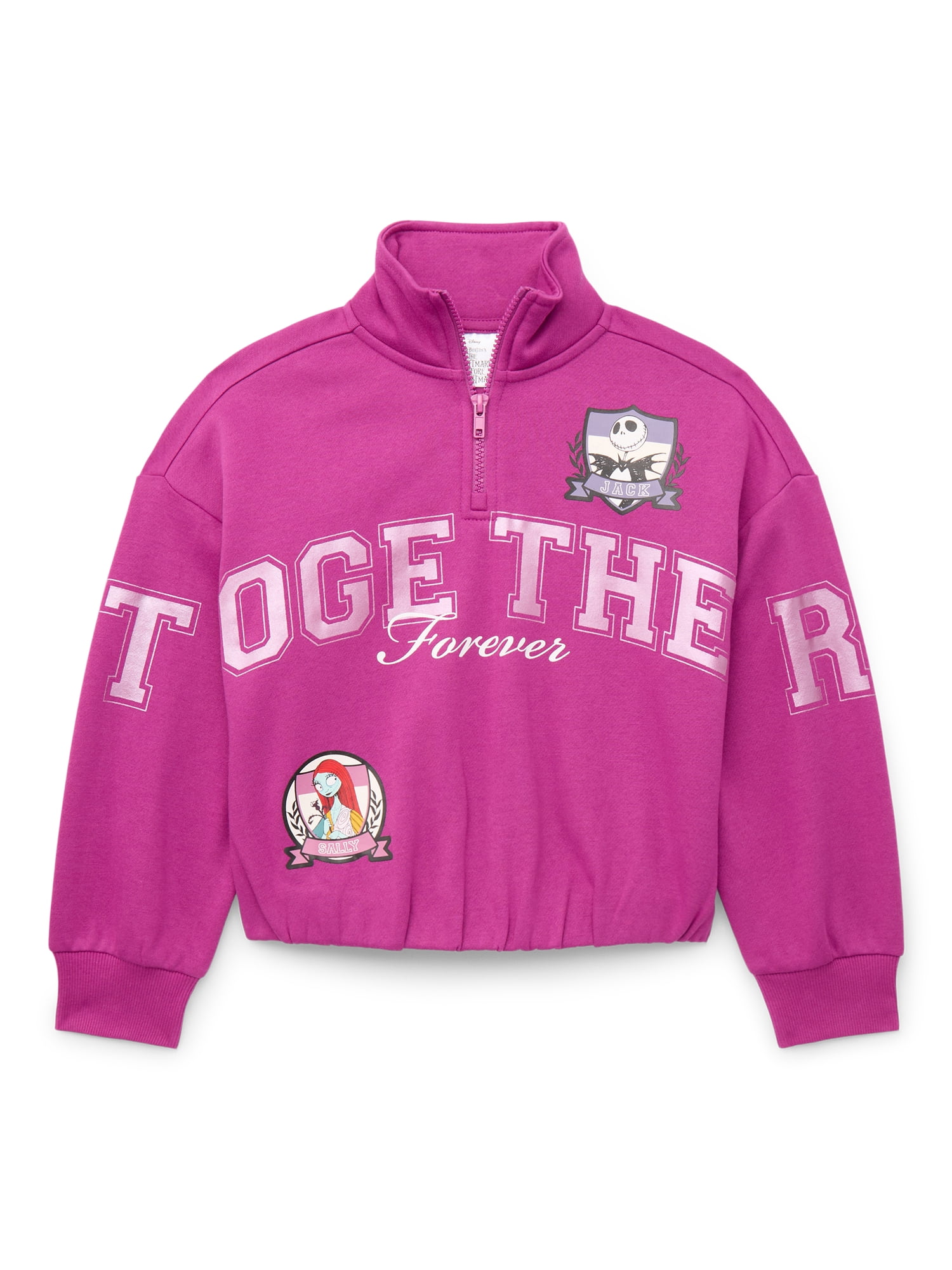 Disney Nightmare Before Christmas Girls Quarter Zip Fleece Sweatshirt ...