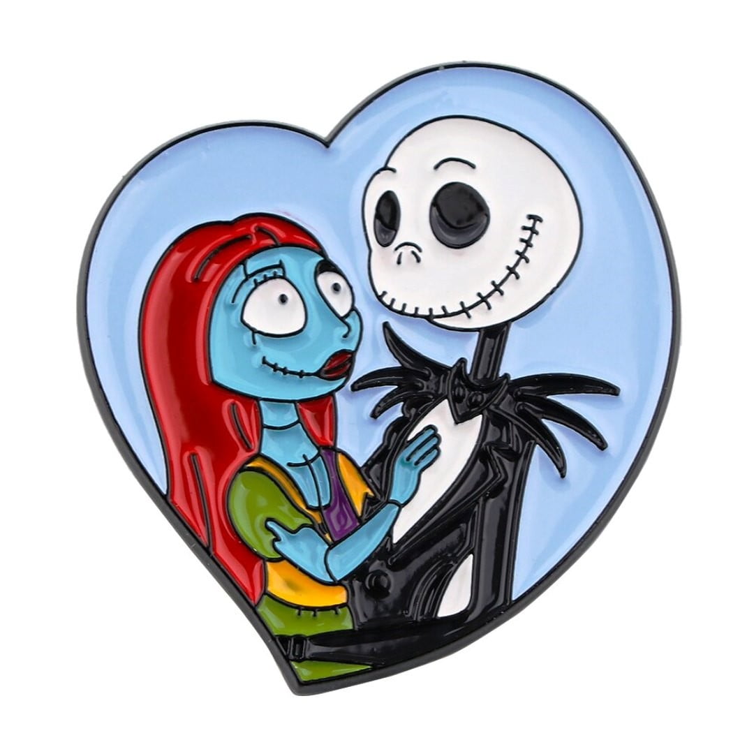 Nightmare Before Christmas Jack And Sally Heart 1.5 Inches Tall Enamel ...