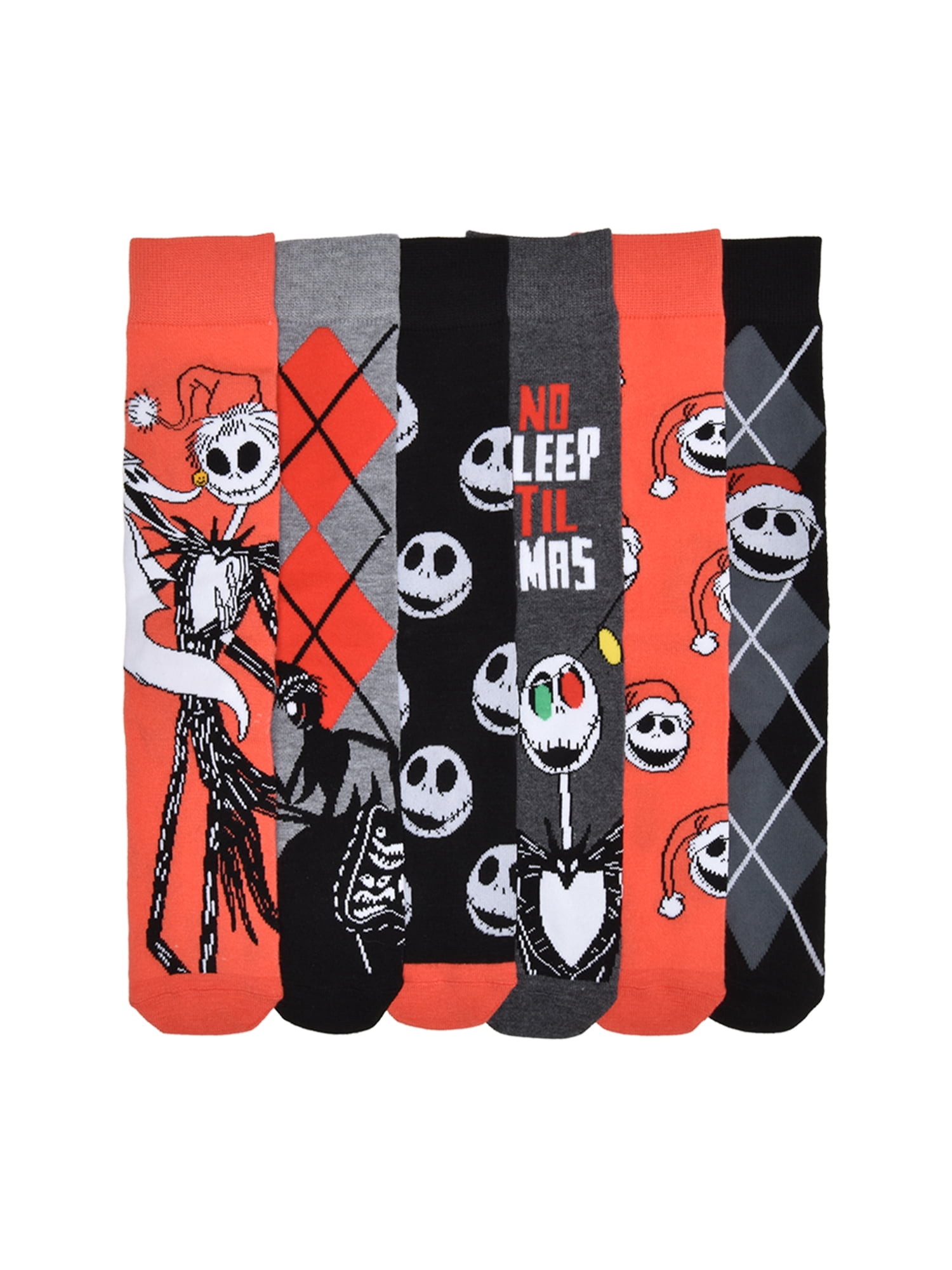 Nightmare Before Christmas Men's 6-Pack Crew Socks, Sock Size 10-13 ...