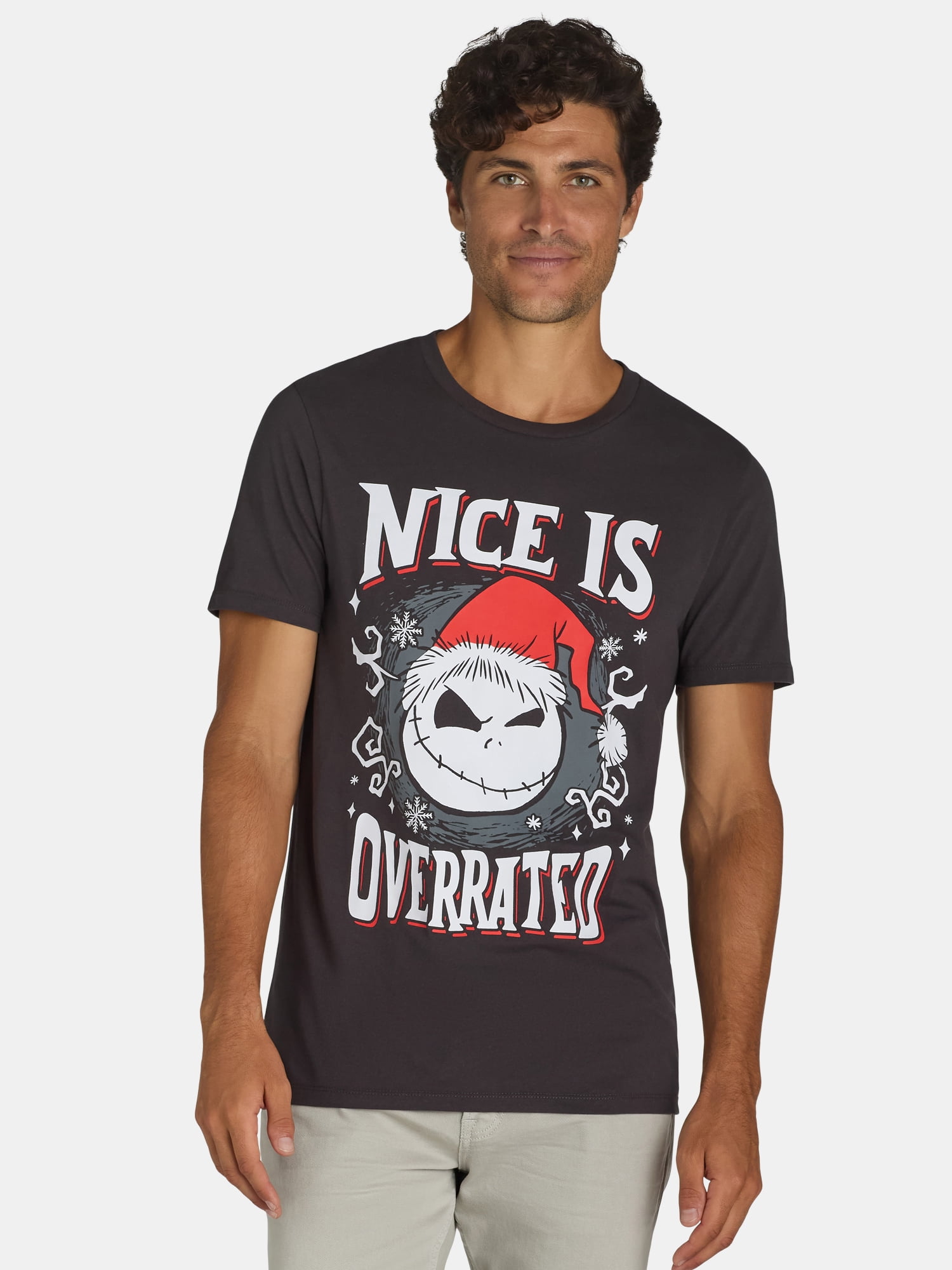 Nightmare Before Christmas Men's & Big Men's Nice Is Overrated Graphic ...