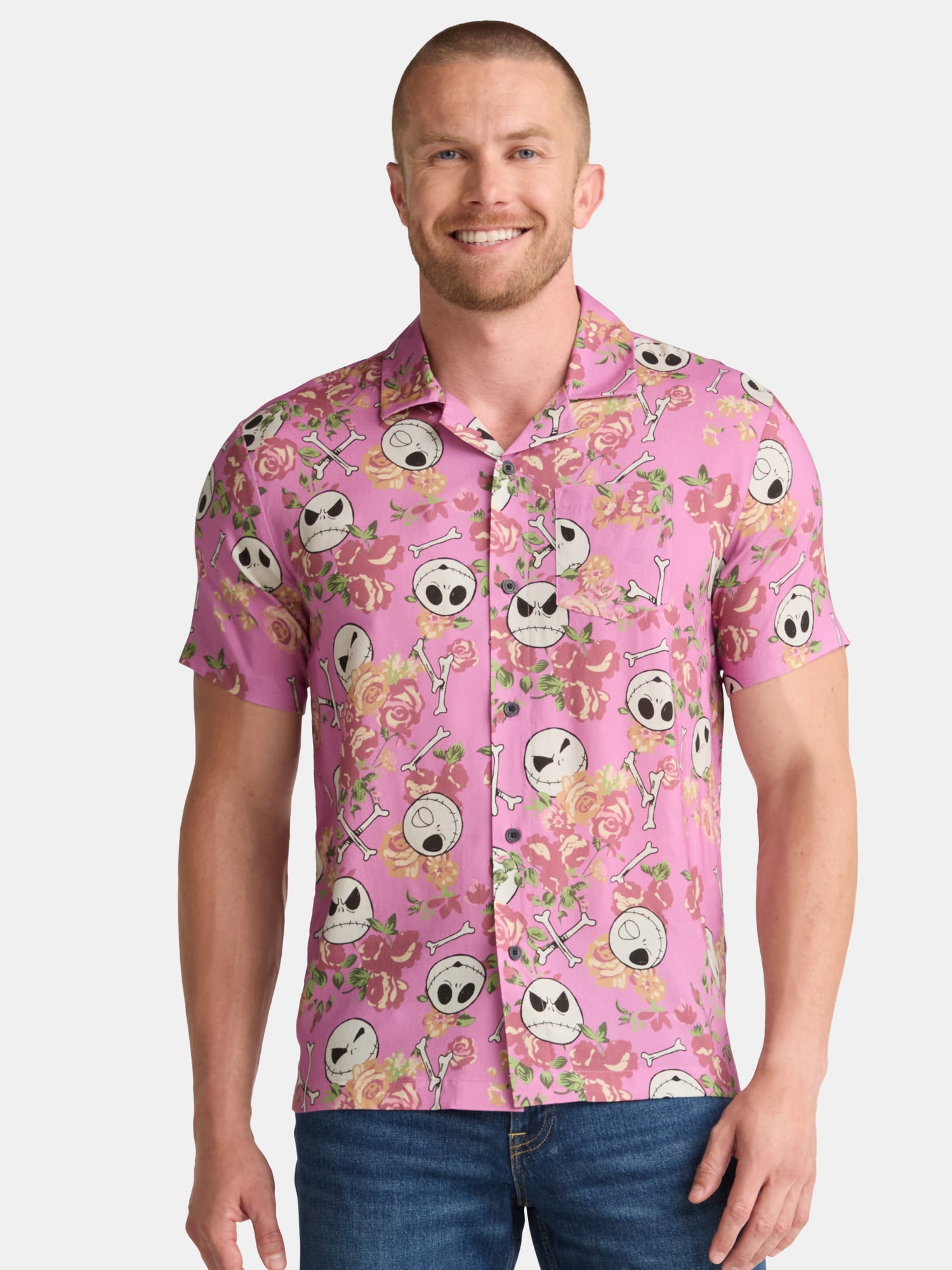 Nightmare Before Christmas Men's and Big Men's Flowers Toss Graphic ...