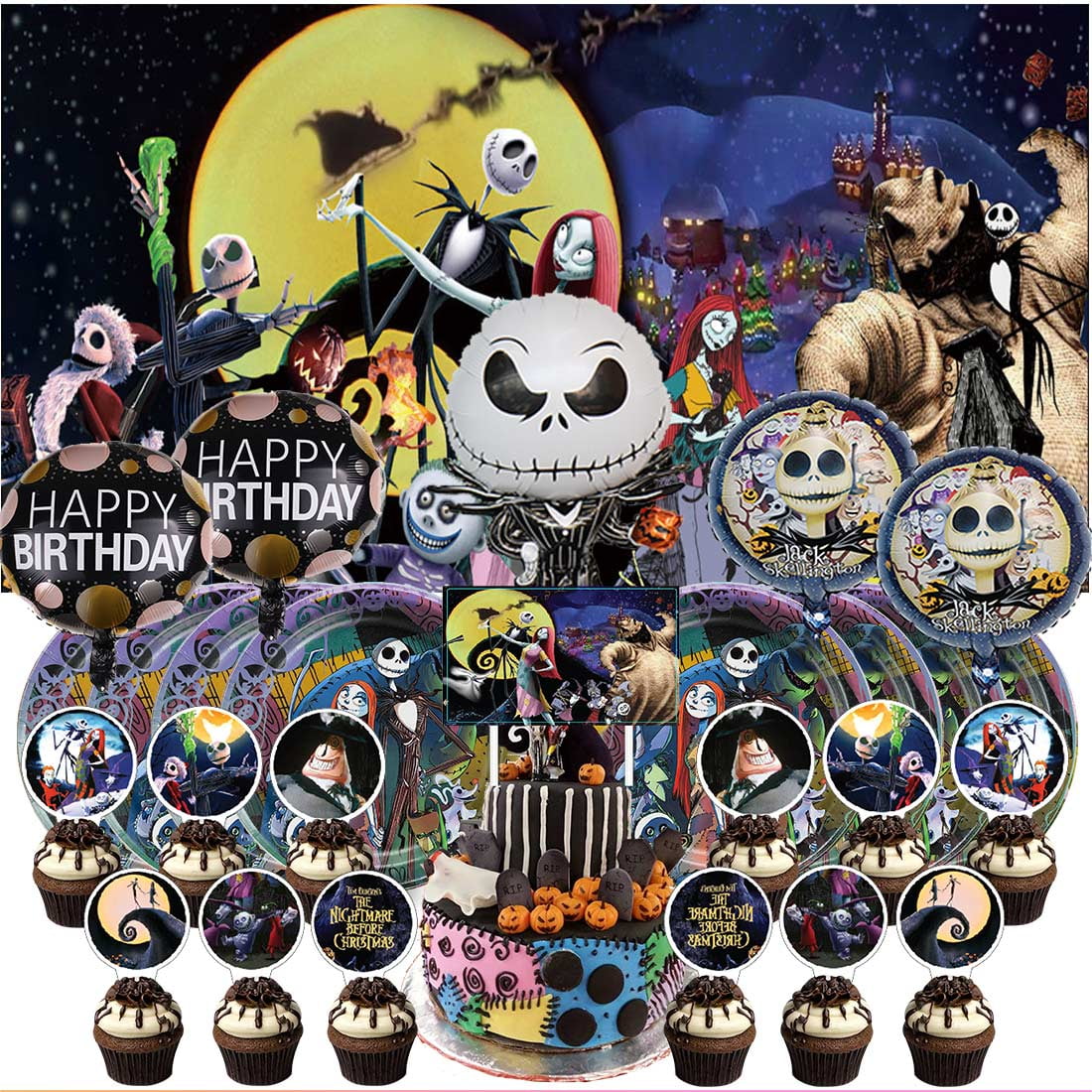 Nightmare Before Christmas Party Supplies Decor Tableware Backdrop ...
