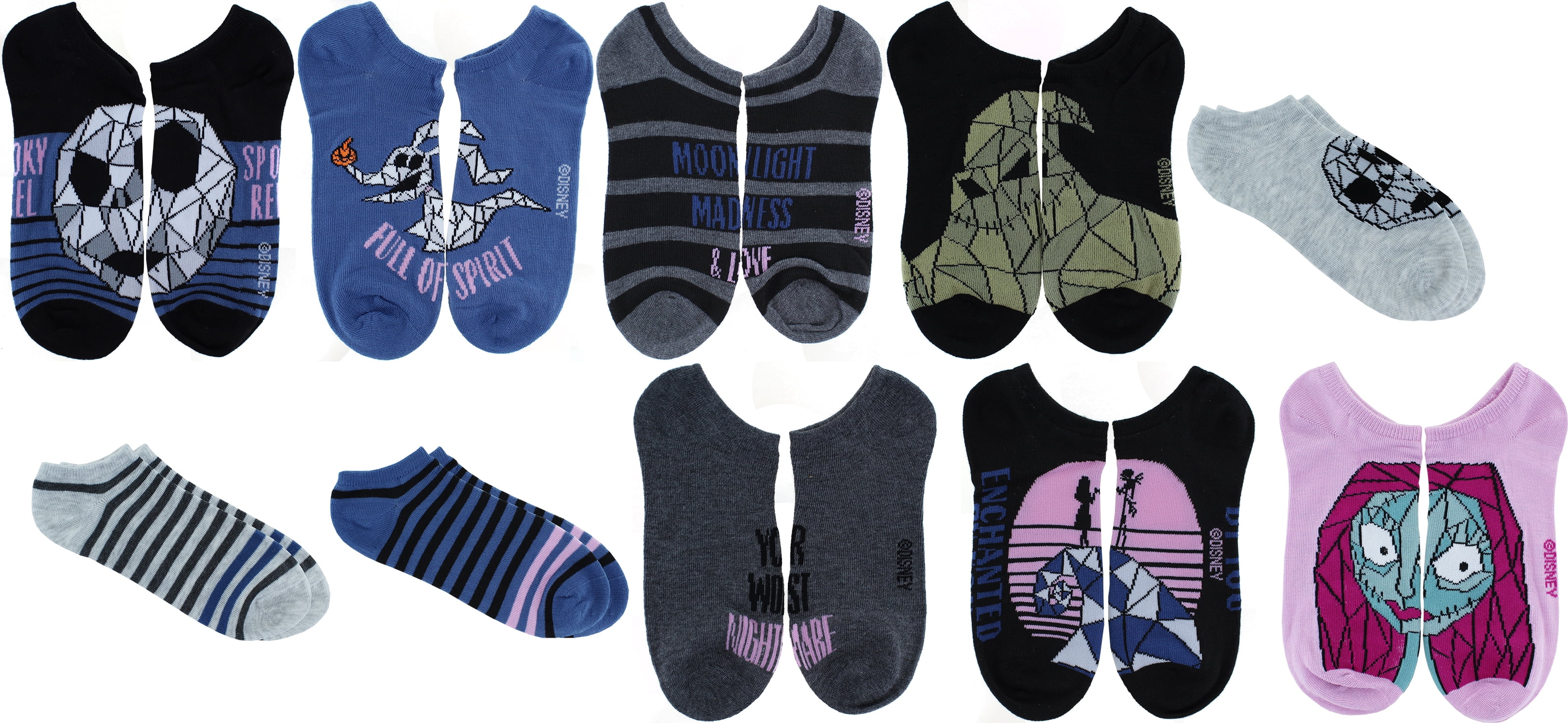 Nightmare Before Christmas Adult Women's Sock Set, 10-Pack, Shoe Size 4 ...