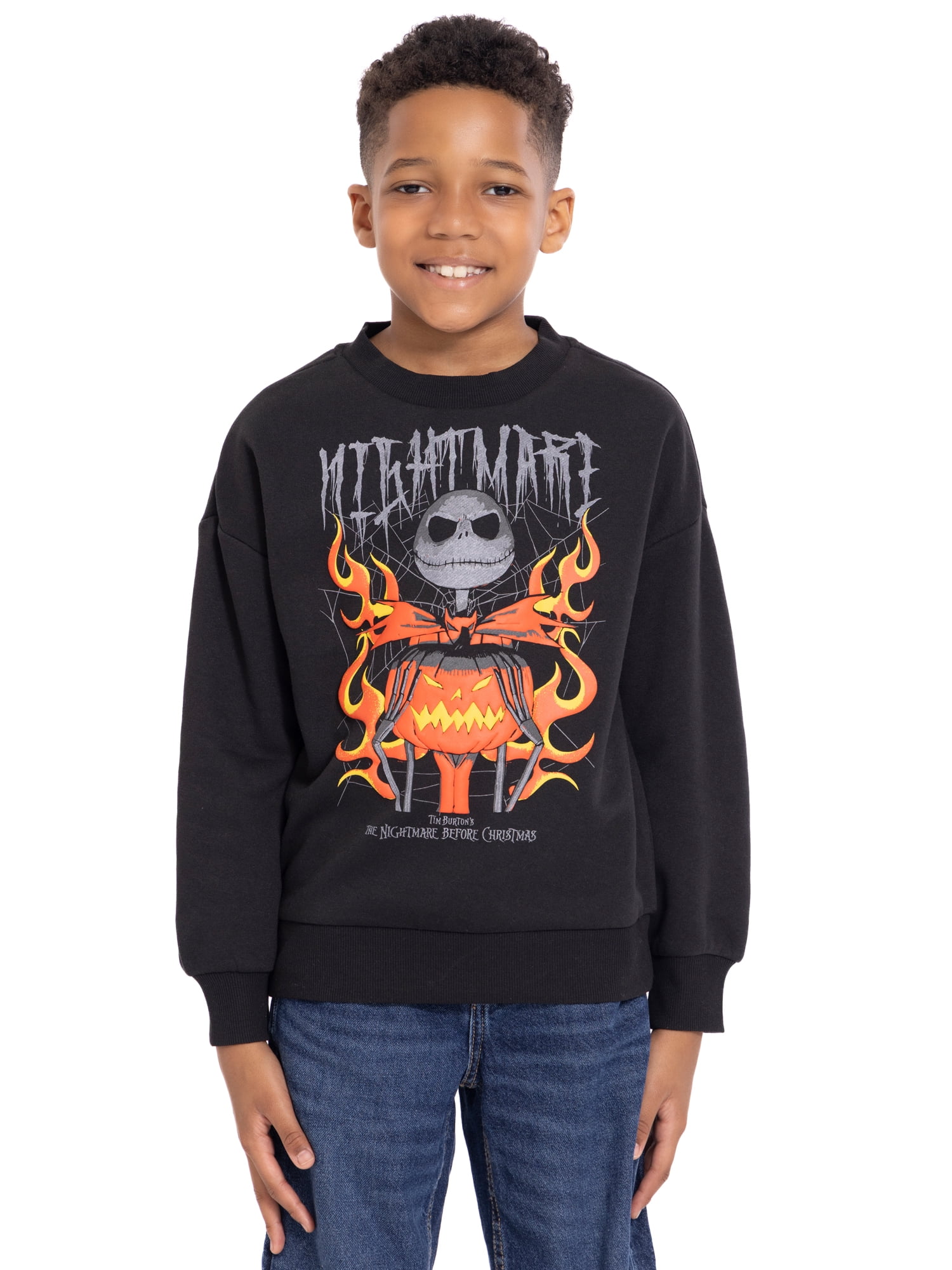 Nightmare Before Christmas Boys Long Sleeve Halloween Graphic Crewneck ...