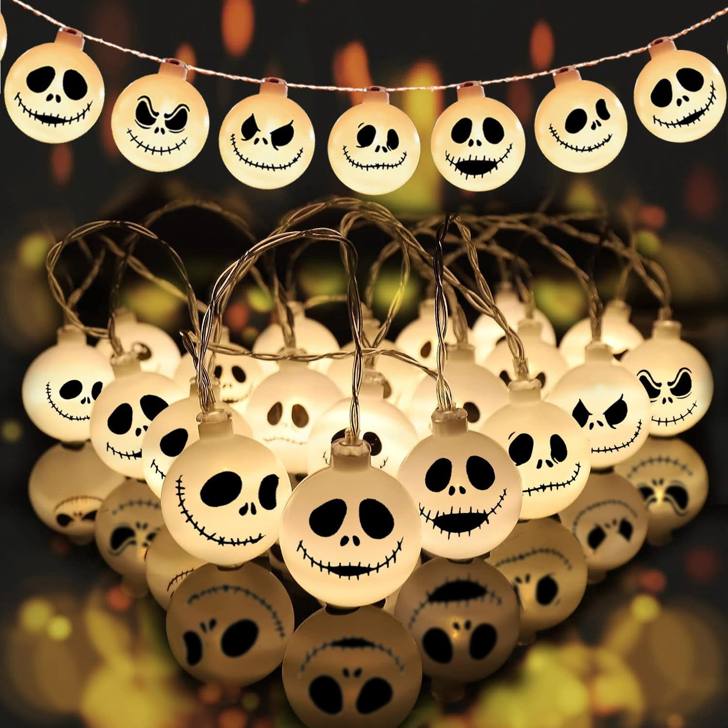 Nightmare Before Christmas Halloween Decorations Lights 14.7 FT 30 LED ...