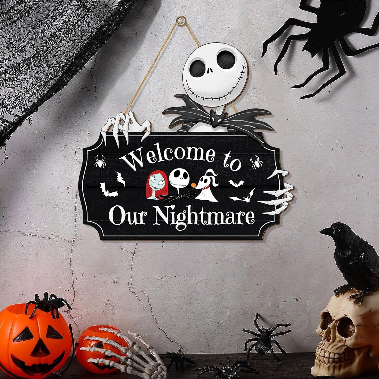 Nightmare Before Christmas Jack Skellington Halloween Welcome Door Sign ...