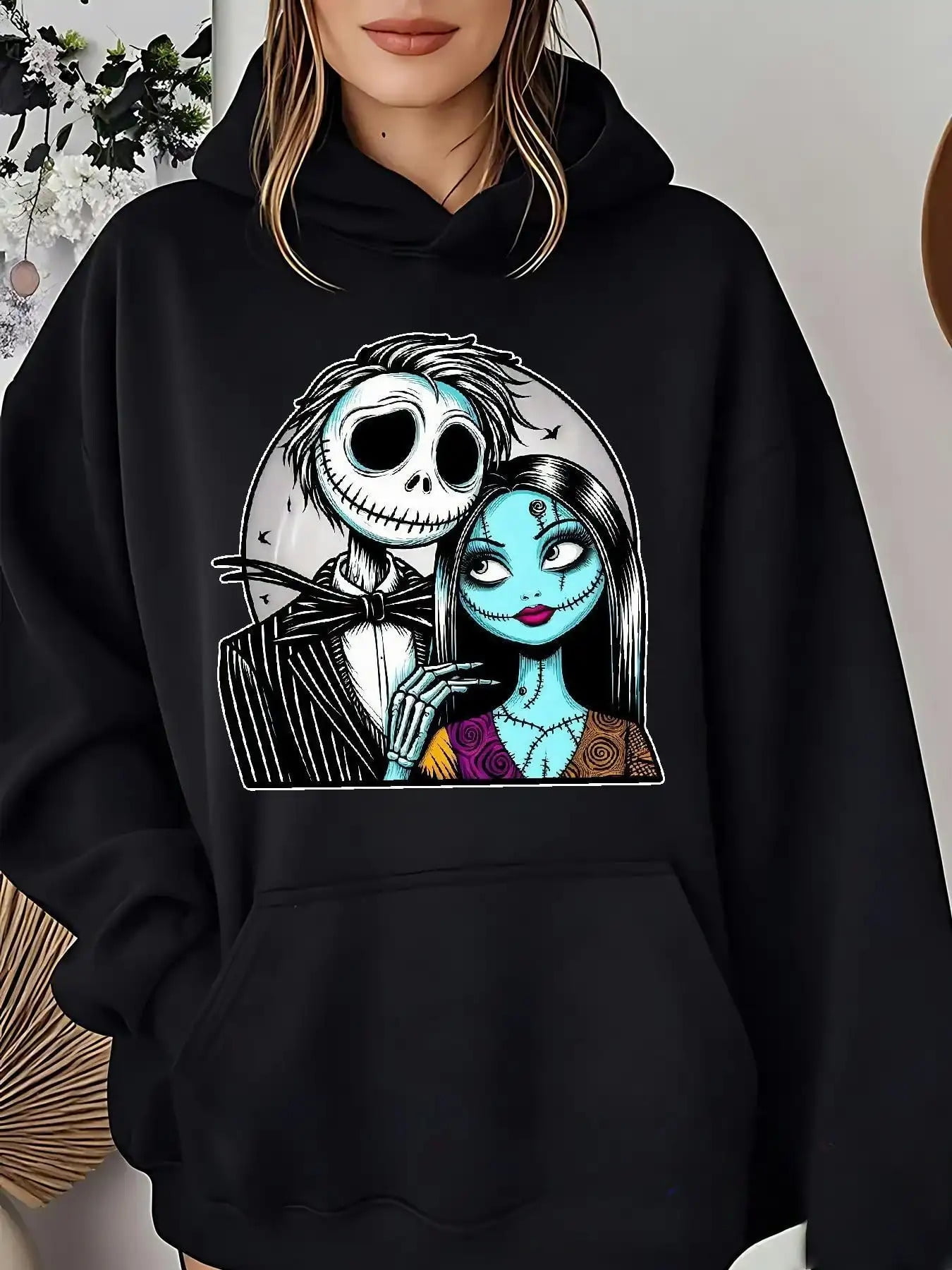 Nightmare Before Christmas Jack Skellington & Sally Graphic Hooded ...