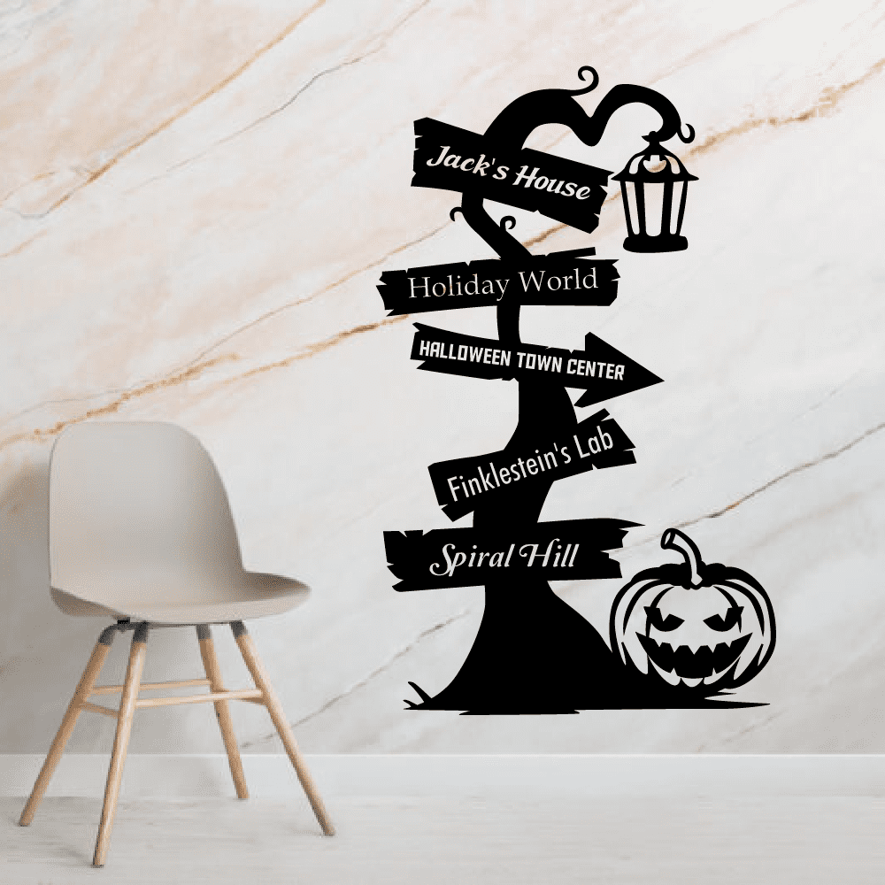 Nightmare Before Christmas Pathway Signage Cartoon Wall Sticker Art ...