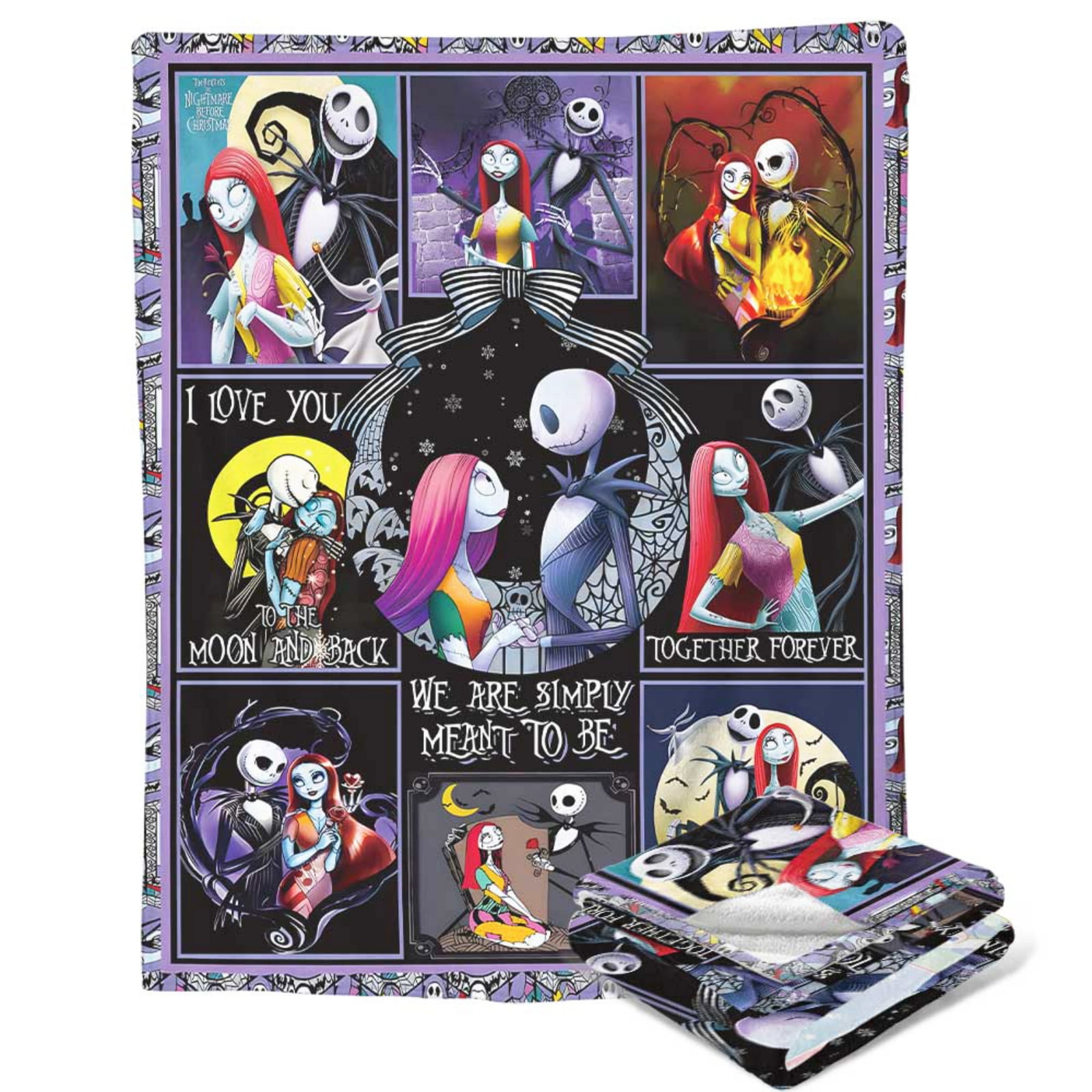 Nightmare Before Christmas Sally Jack Skellington Throw Blankets ...