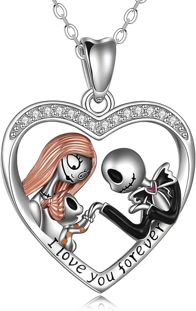 Nightmare Necklace Sterling Silver Jack Infinity Heart Skull Pendant ...