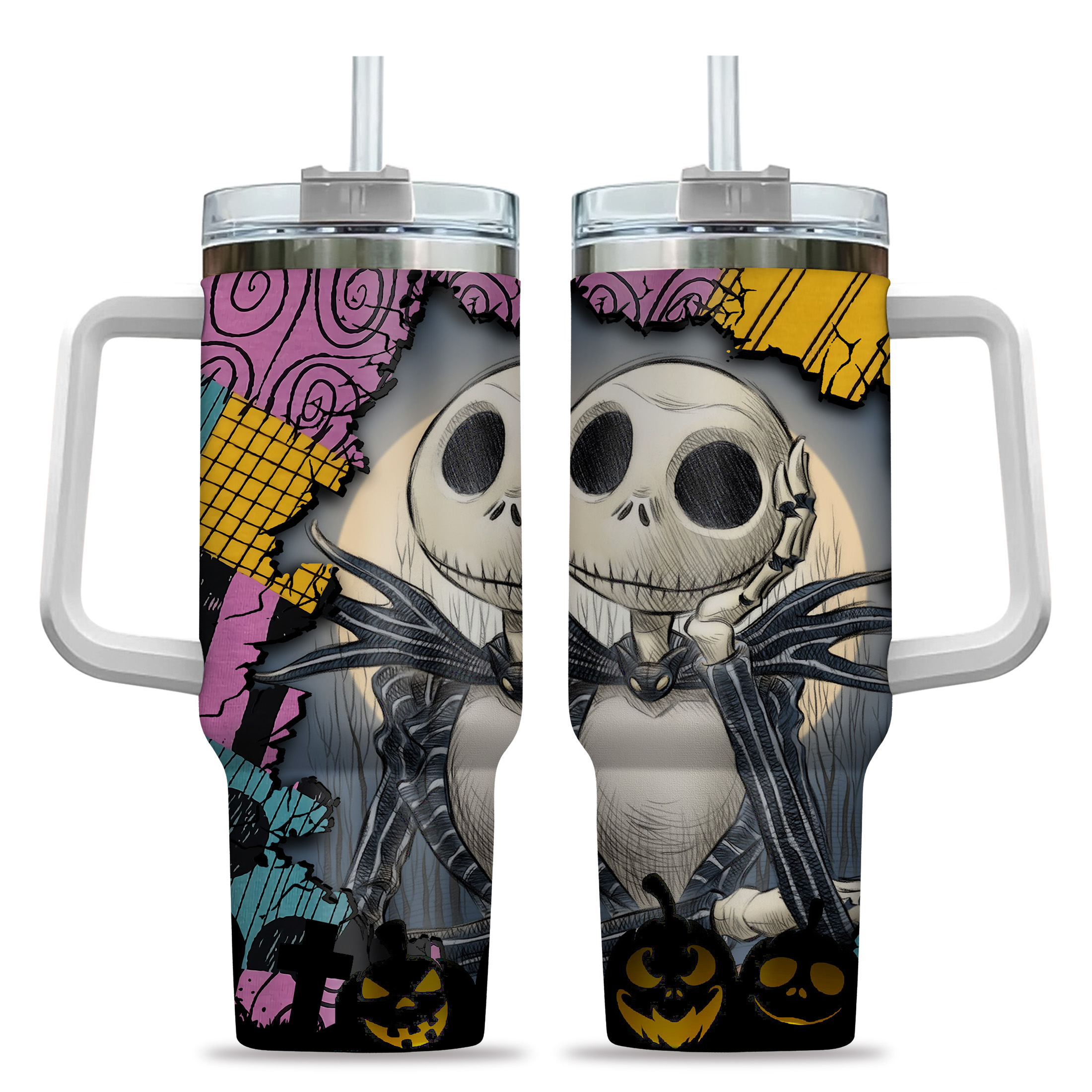 Nightmare Tumbler 40oz with Handle Before Christmas, Jack Tumbler Sally ...