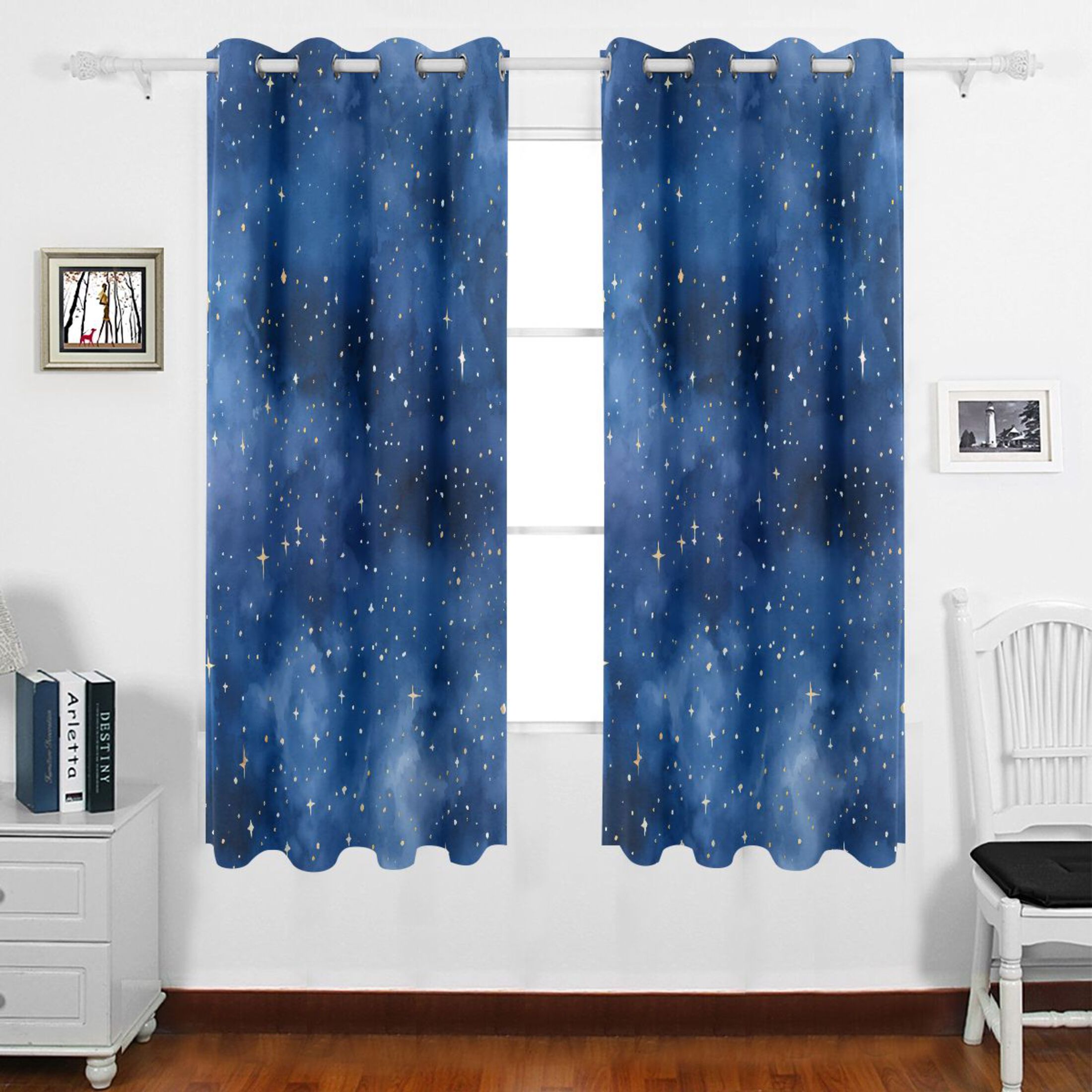 Nights with Stars Grommet Blackout Curtains Thermal Insulated Window ...