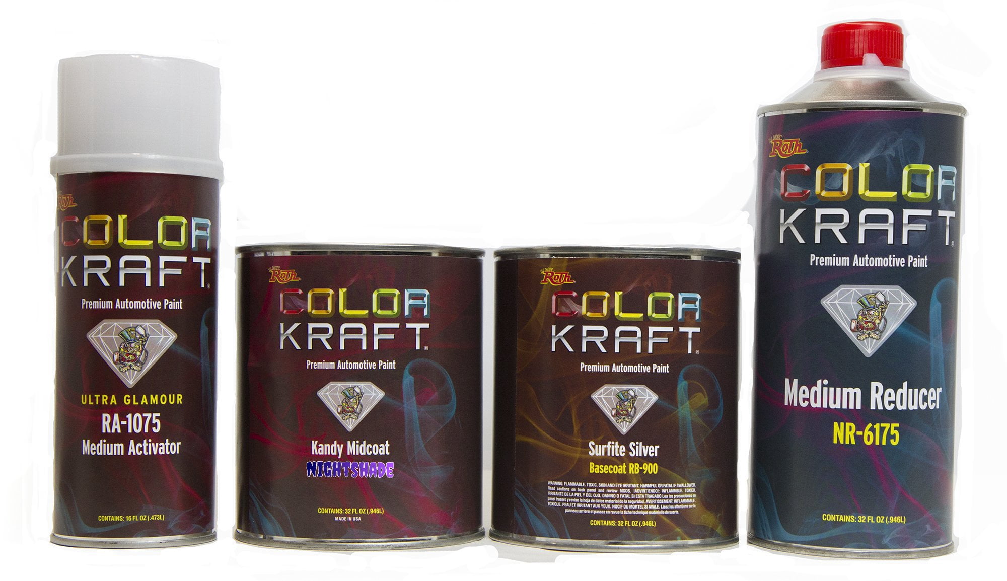 COLOR KRAFT Nightshade Midcoat Kandy Paint Kit with Silver Base & Slow ...