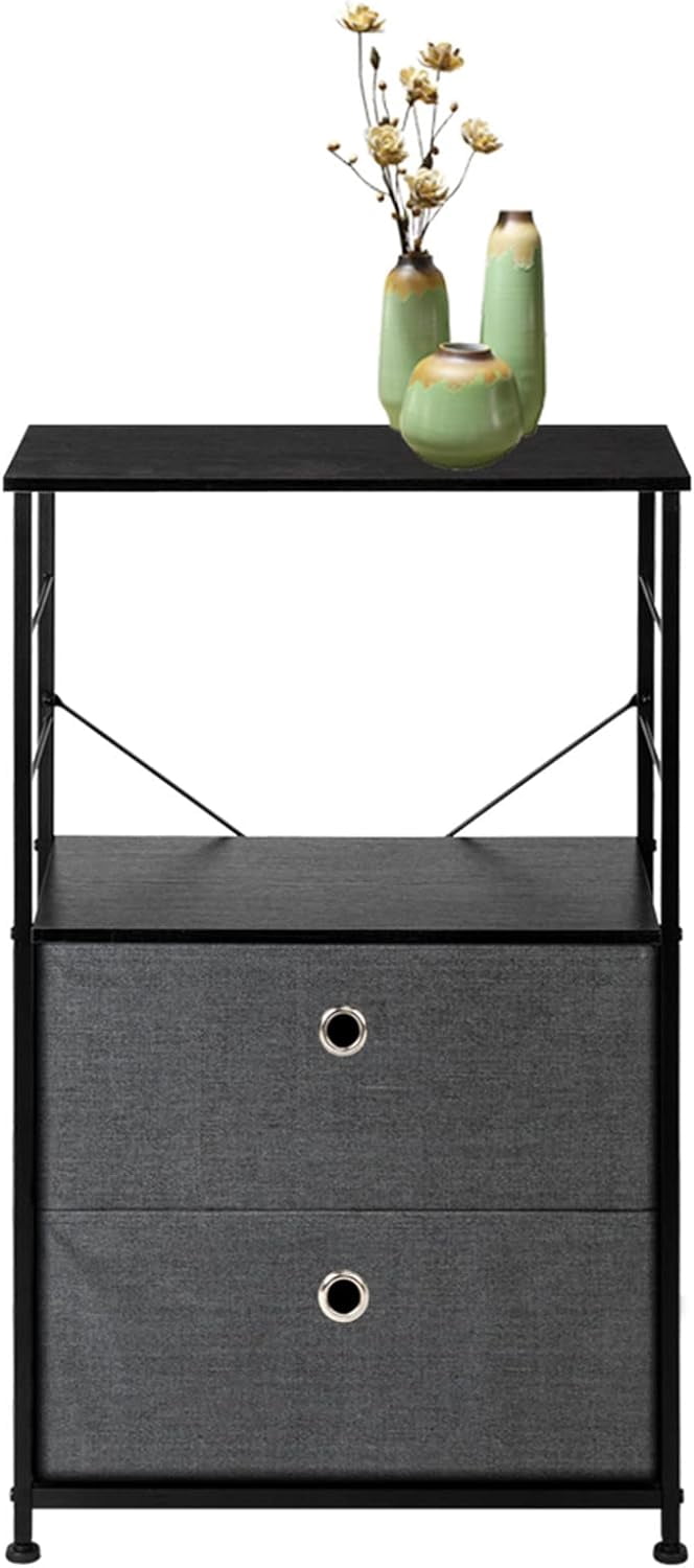 Nightstand 2-Drawer Shelf Storage - Bedside Furniture & Accent End ...