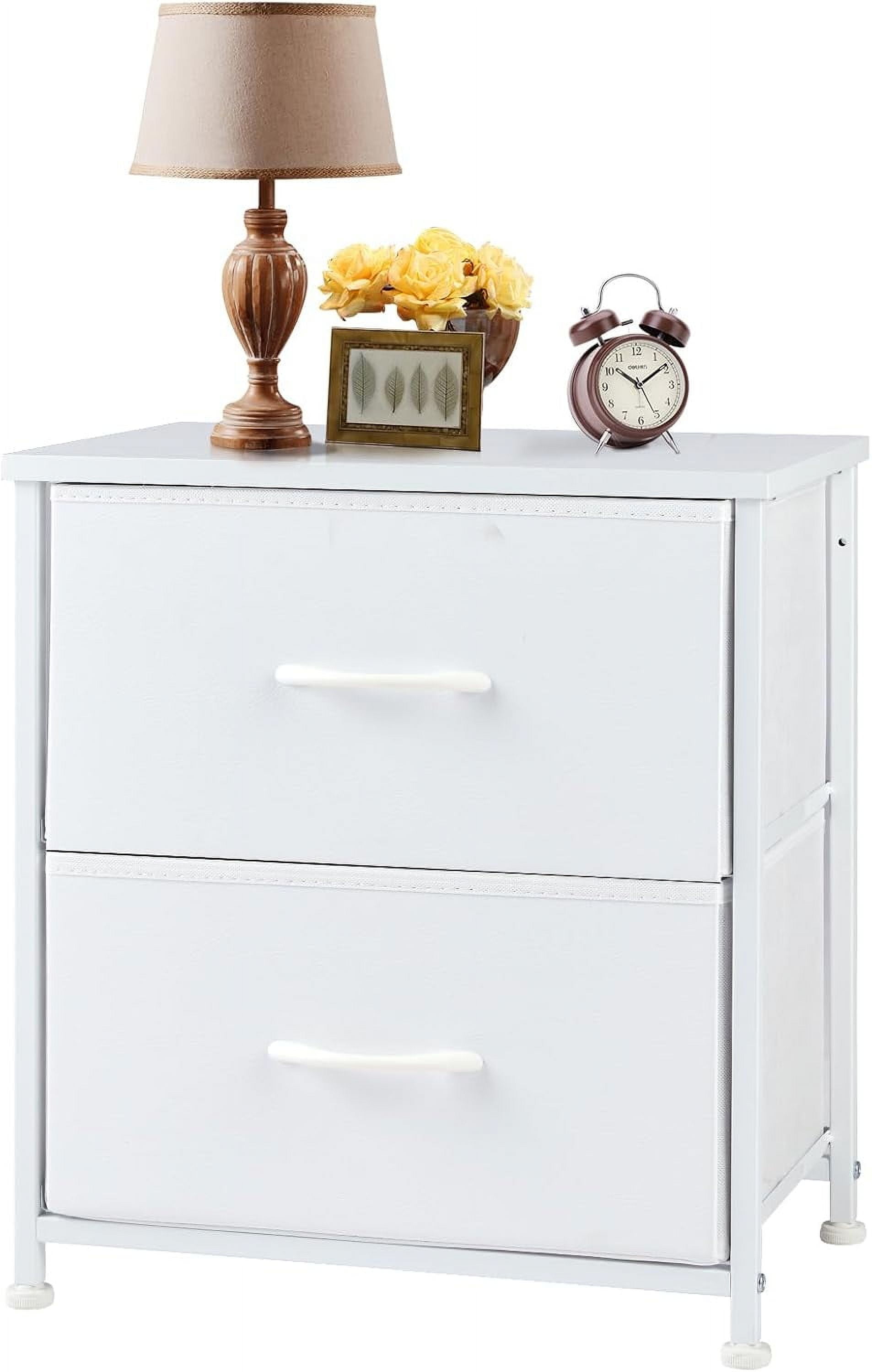 Nightstand with 2 Storage Drawers, 20" Height End Tabl Small e Bed Side ...