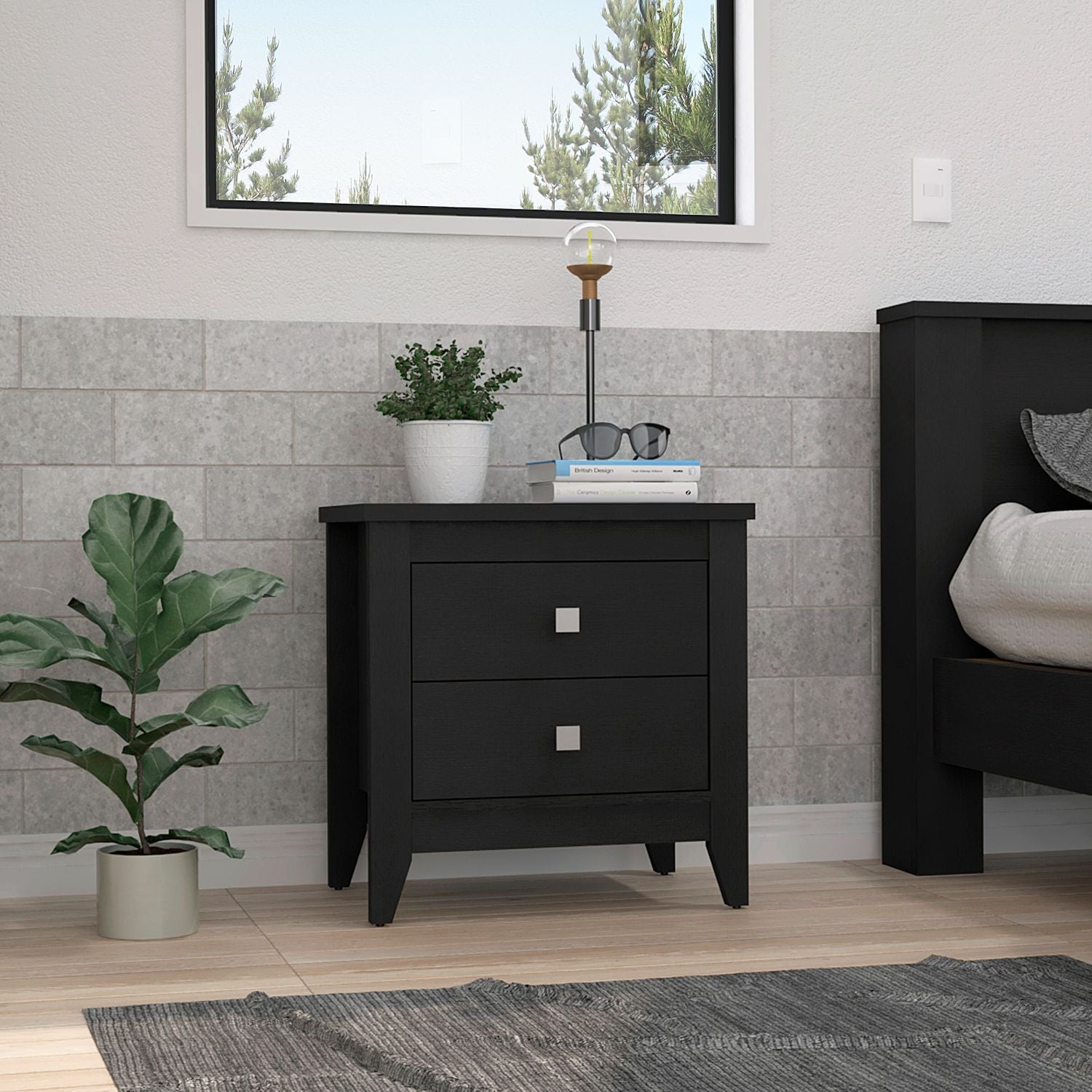Wooden Nightstand Nightstand 24"H, Two Drawers, Four Legs, Superior Top ...
