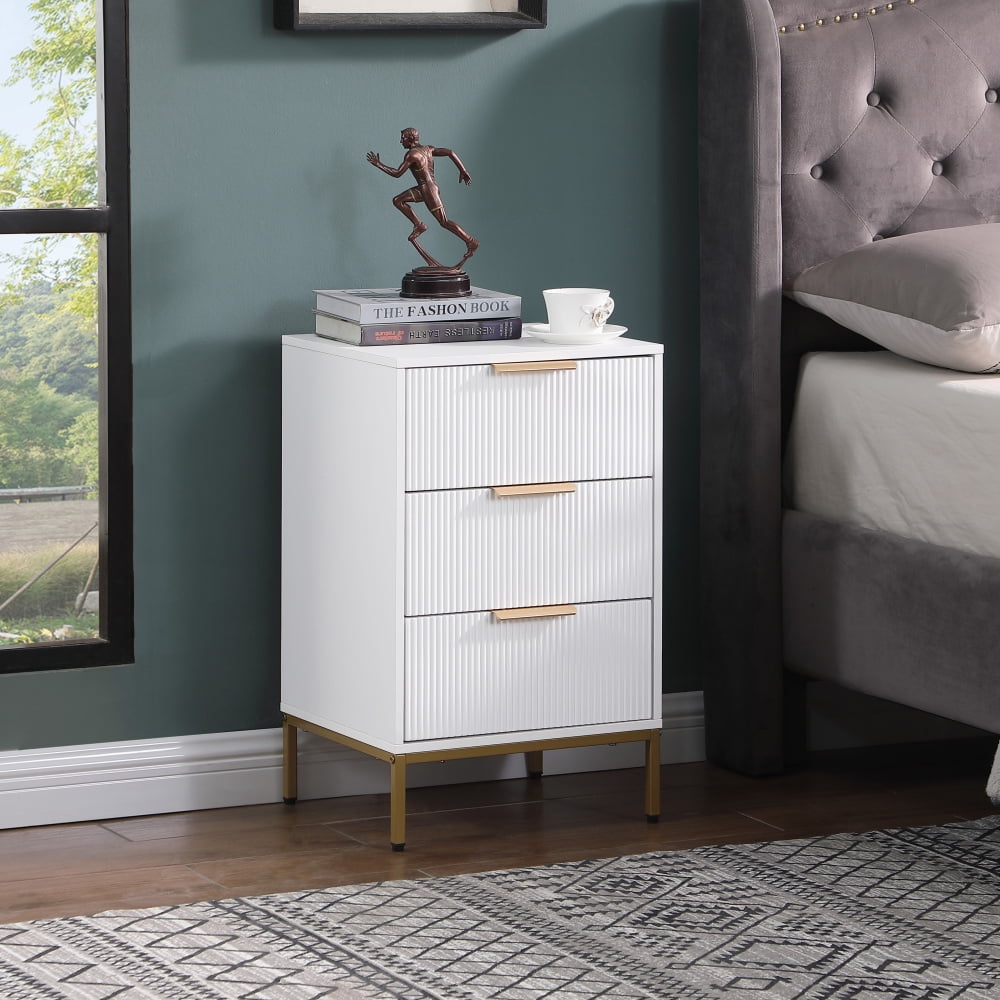 Nightstand with 3 Drawers,Mid-Century Modern End Table,Bedside Table ...
