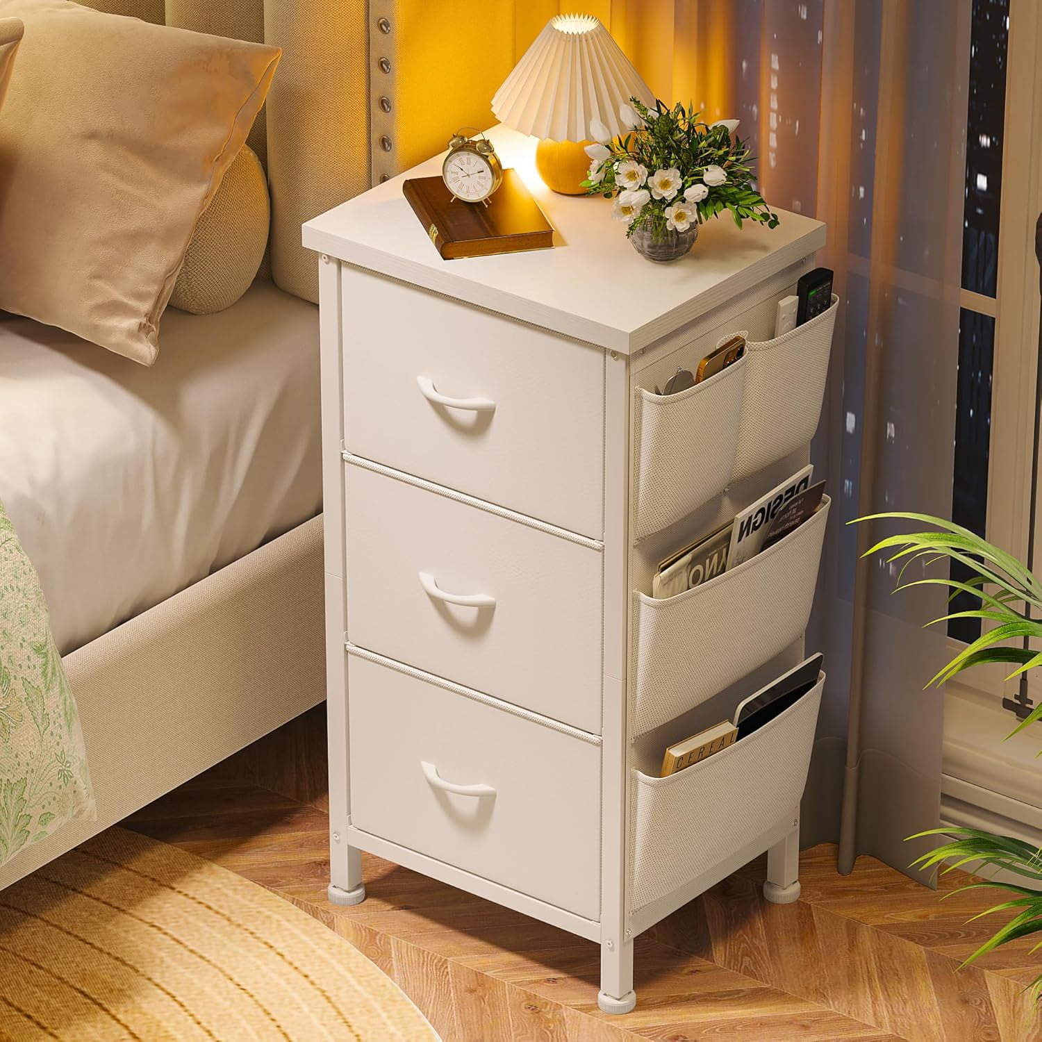 Nightstand with 3 Drawers, Night Stand for Bedroom, Bedside Table with ...