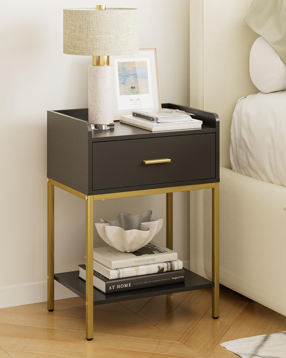 Nightstand,3-Tier Modern Bedside Night Stand with Storage Drawer and ...