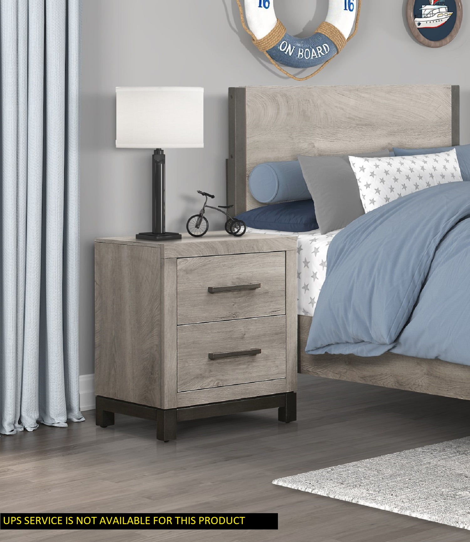 Nightstand for Bedroom Attractive Gray Finish 1pc Nightstand of 2x ...