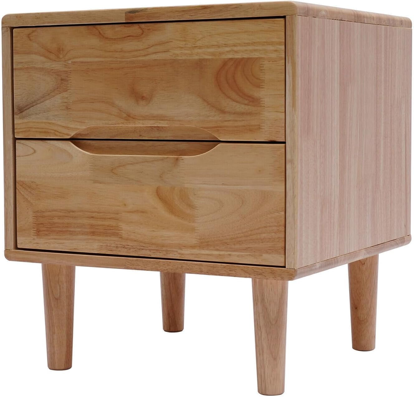 Nightstand Bedside Table with 2 Storage Drawers, Mid Century Modern ...