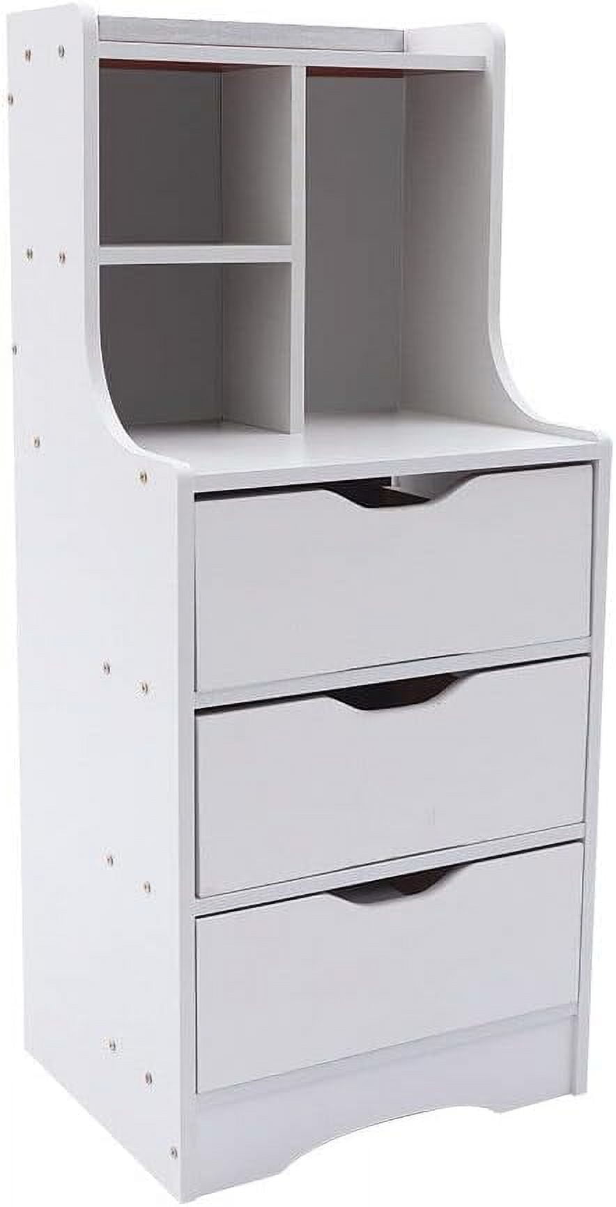 Nightstand, Bedside Tables Storage Cabinet Organizer with 3 Drawers ...